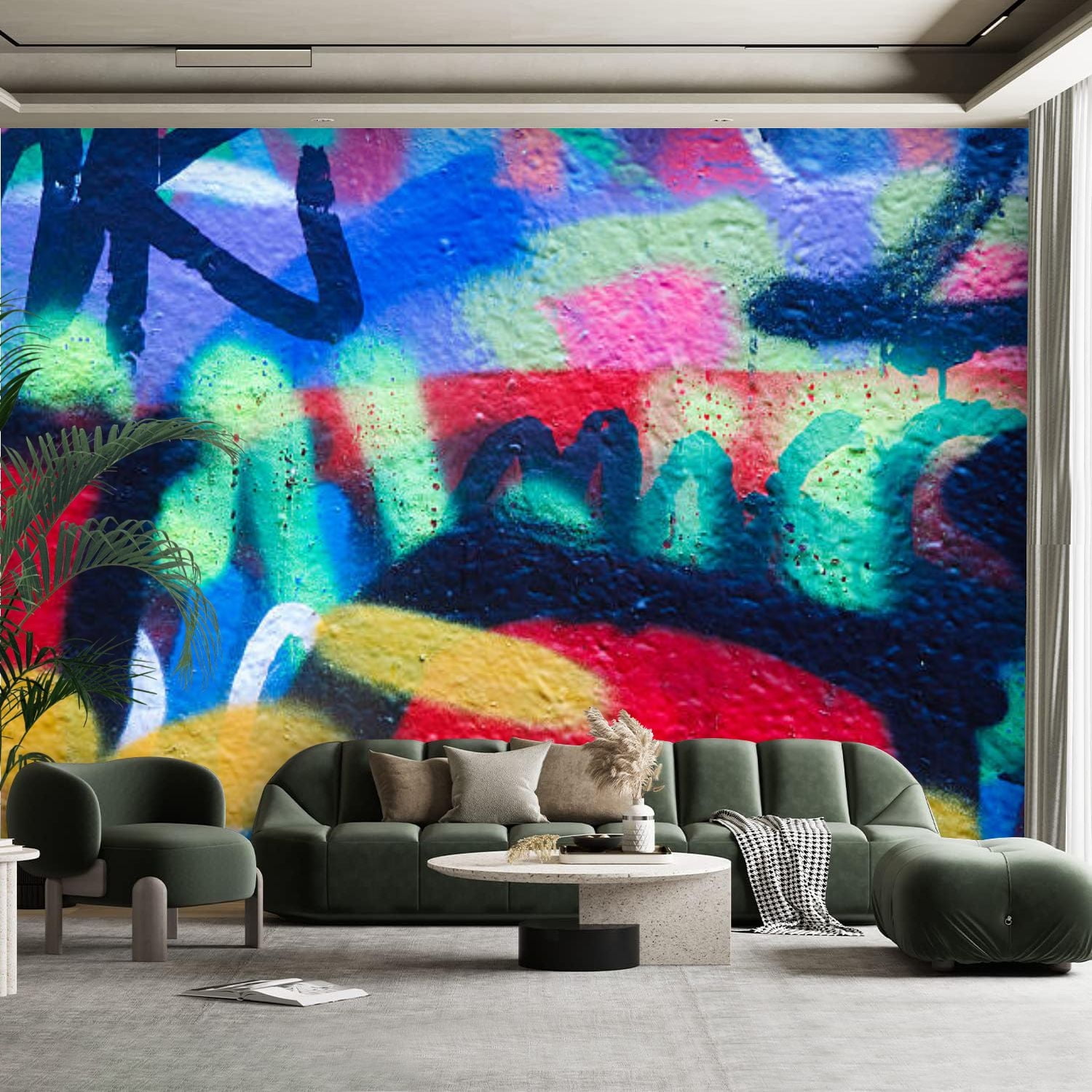 Peel and Stick Canvas Wallpaper Wall Mural Graffiti Wall Art Self ...