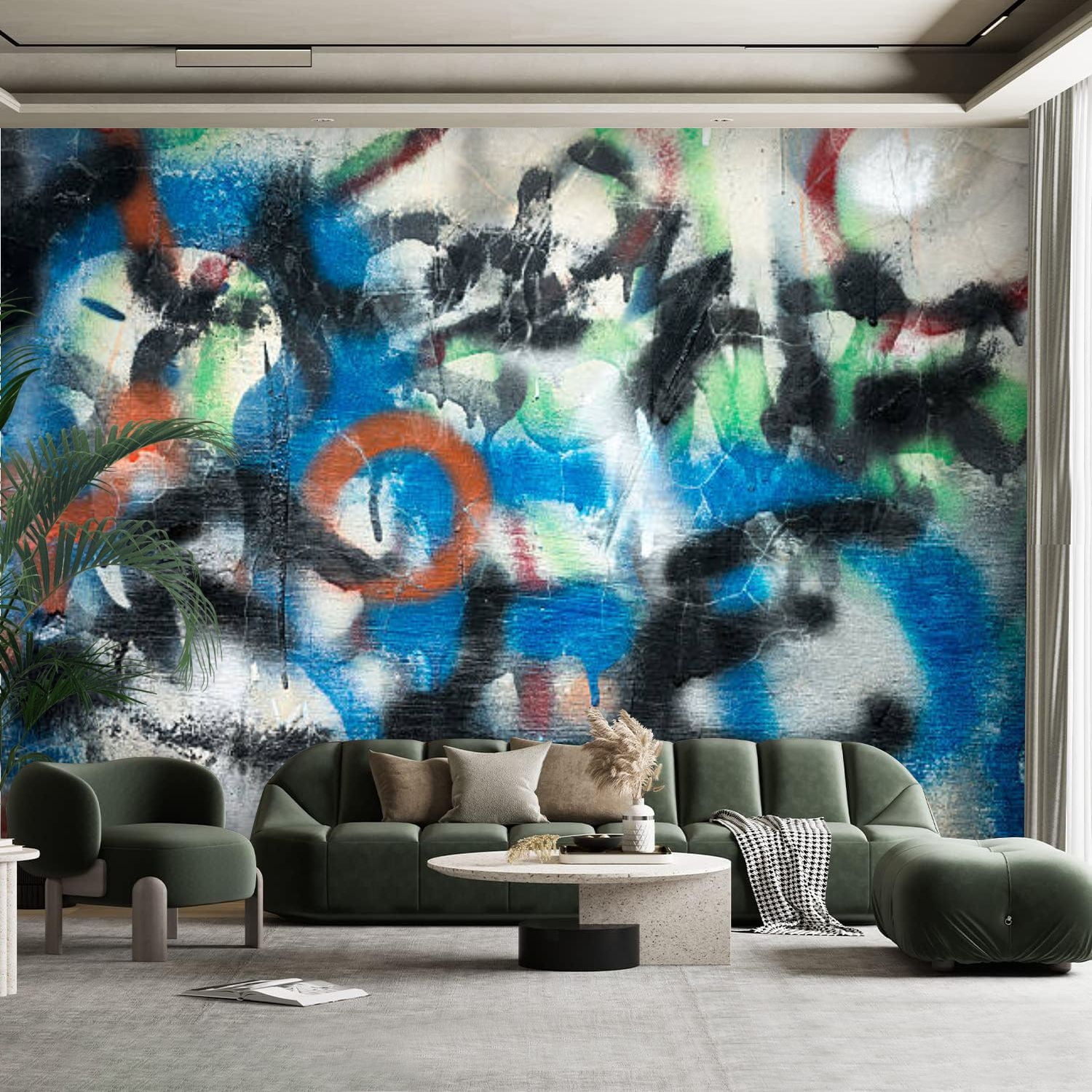 Peel and Stick Canvas Wallpaper Wall Mural Graffiti vandalism grunge ...