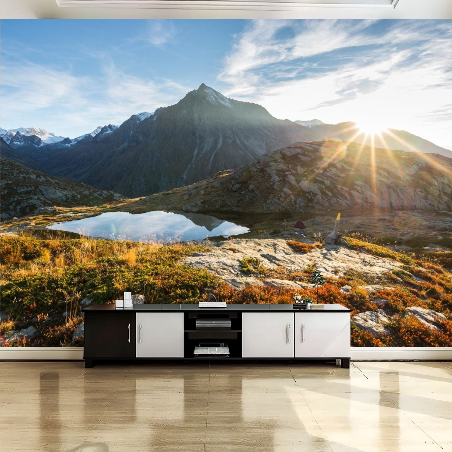 Peel and Stick Canvas Wallpaper Wall Mural High altitude alpine lake ...
