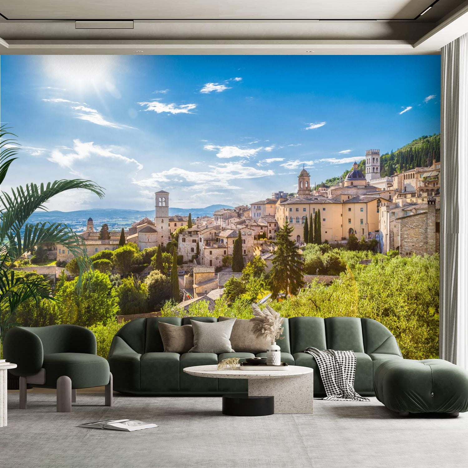 Peel and Stick Canvas Wallpaper Wall Mural Historic town Assisi Umbria ...