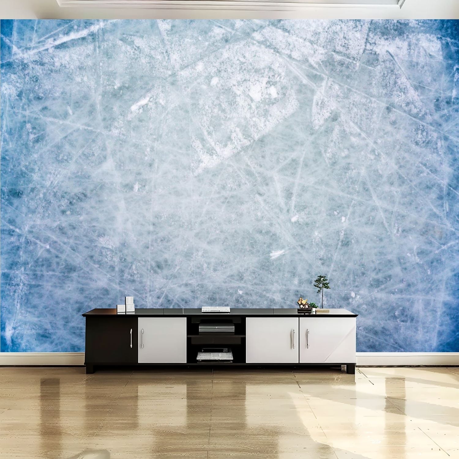 Peel and Stick Canvas Wallpaper Wall Mural Ice marks from skating ...