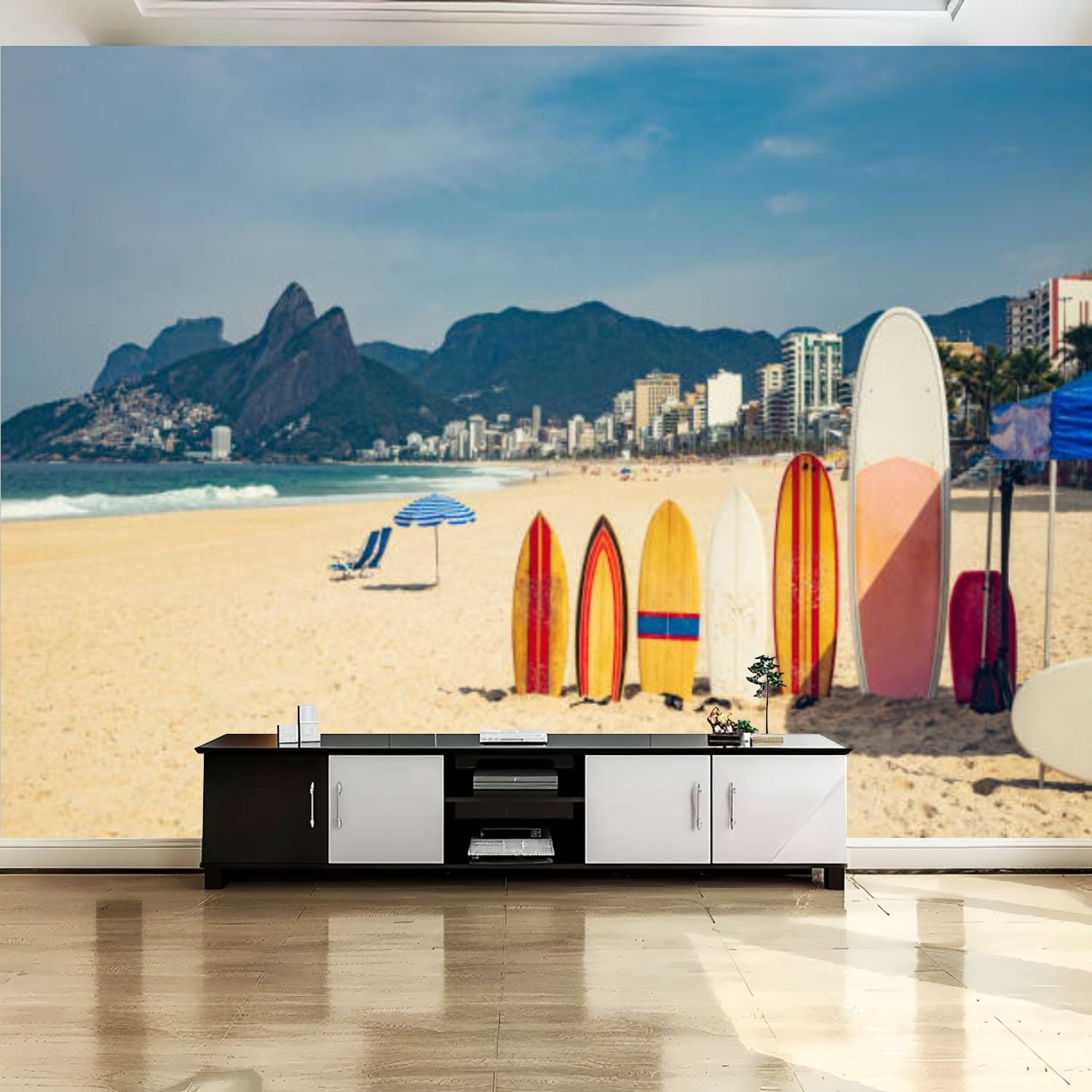 Peel and Stick Canvas Wallpaper Wall Mural Ipanema beach surfboards ...