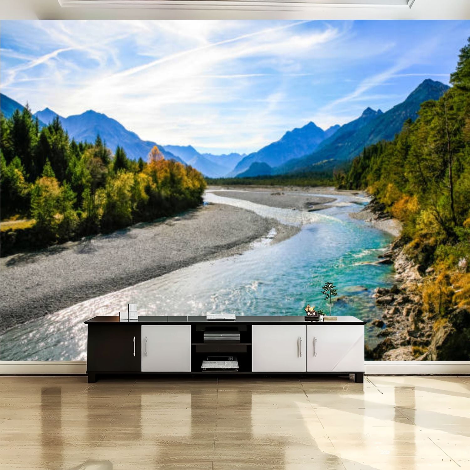 Peel and Stick Canvas Wallpaper Wall Mural Lechriver autumn Forchach ...