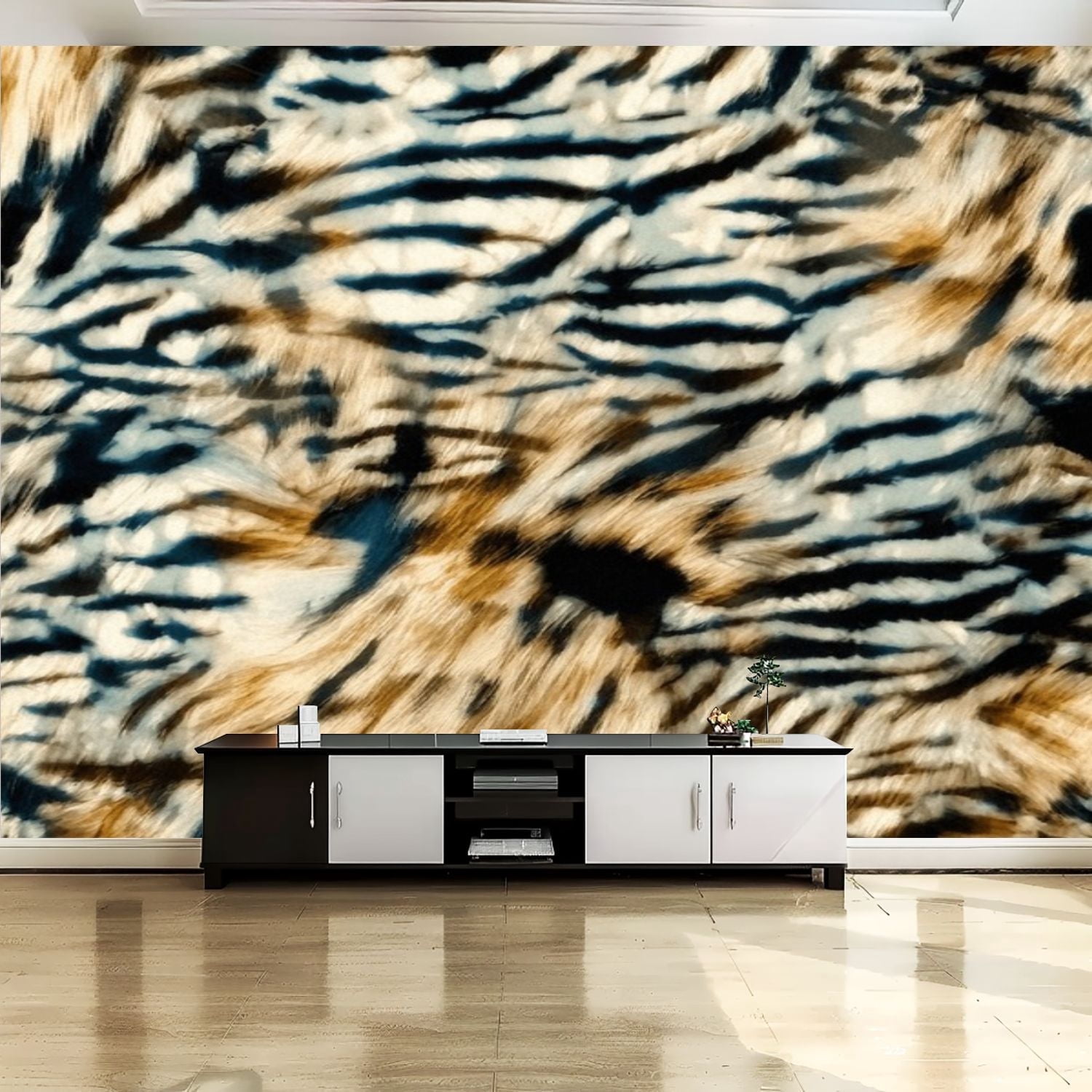 Peel and Stick Canvas Wallpaper Wall Mural Leopard zebra tiger mix ...