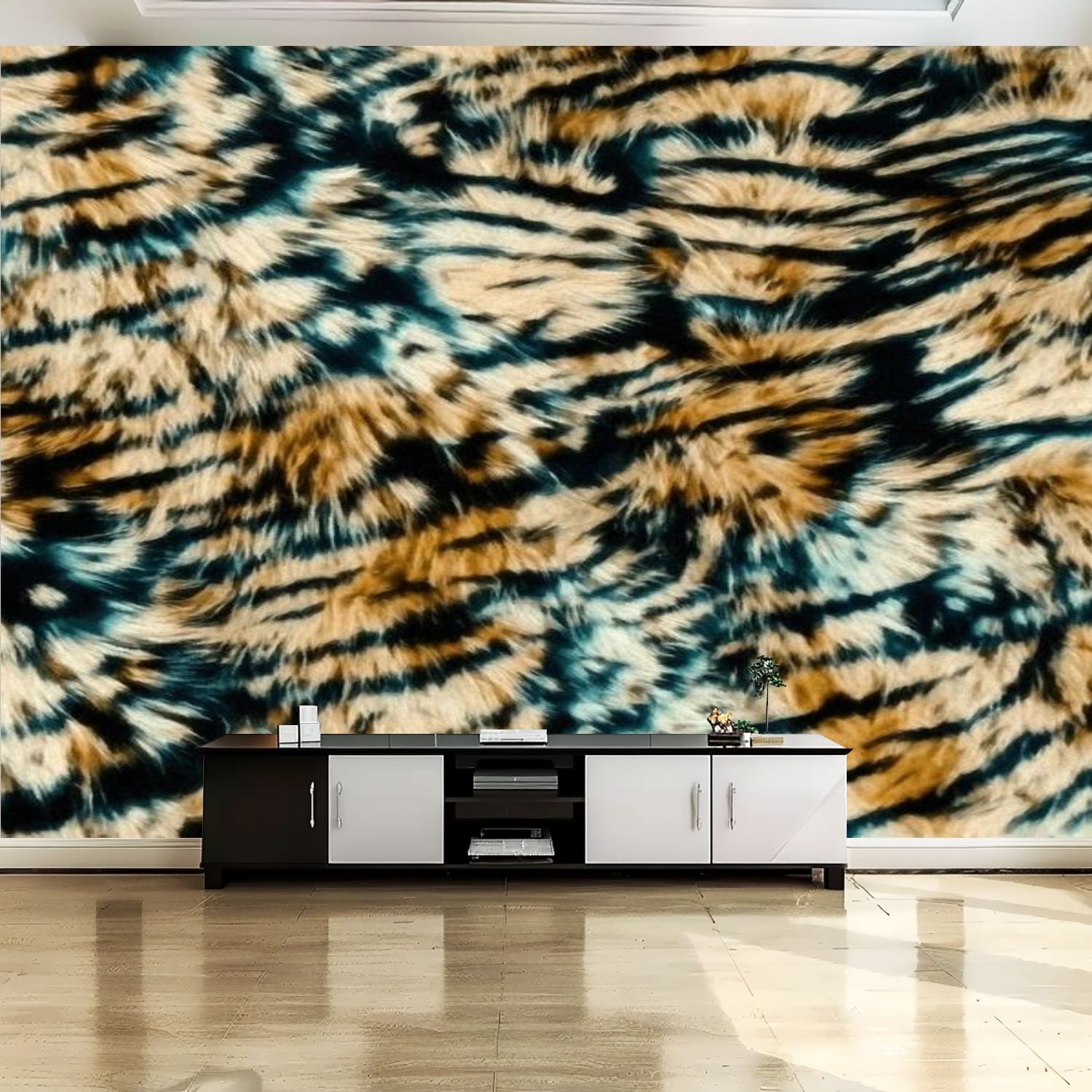 Peel and Stick Canvas Wallpaper Wall Mural Leopard zebra tiger mix ...