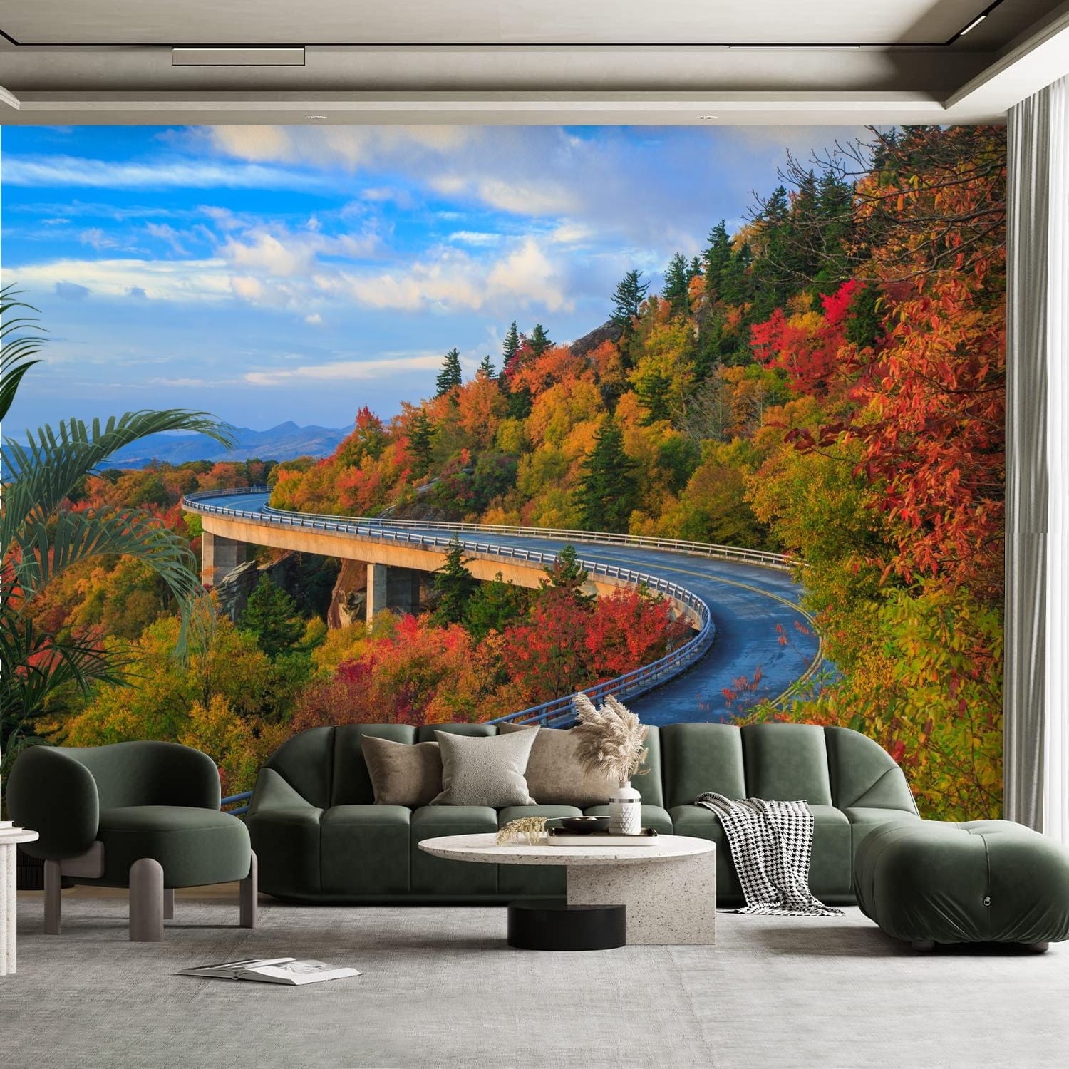 Peel and Stick Canvas Wallpaper Wall Mural Linn Cove Viaduct Blue Ridge ...