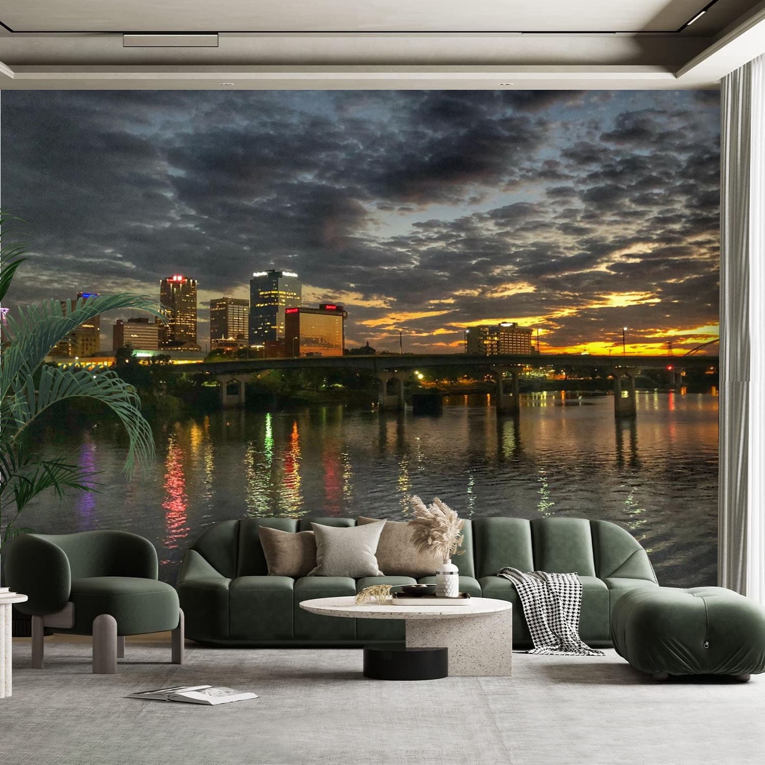 Peel and Stick Canvas Wallpaper Wall Mural Little Rock Skyline Summer ...