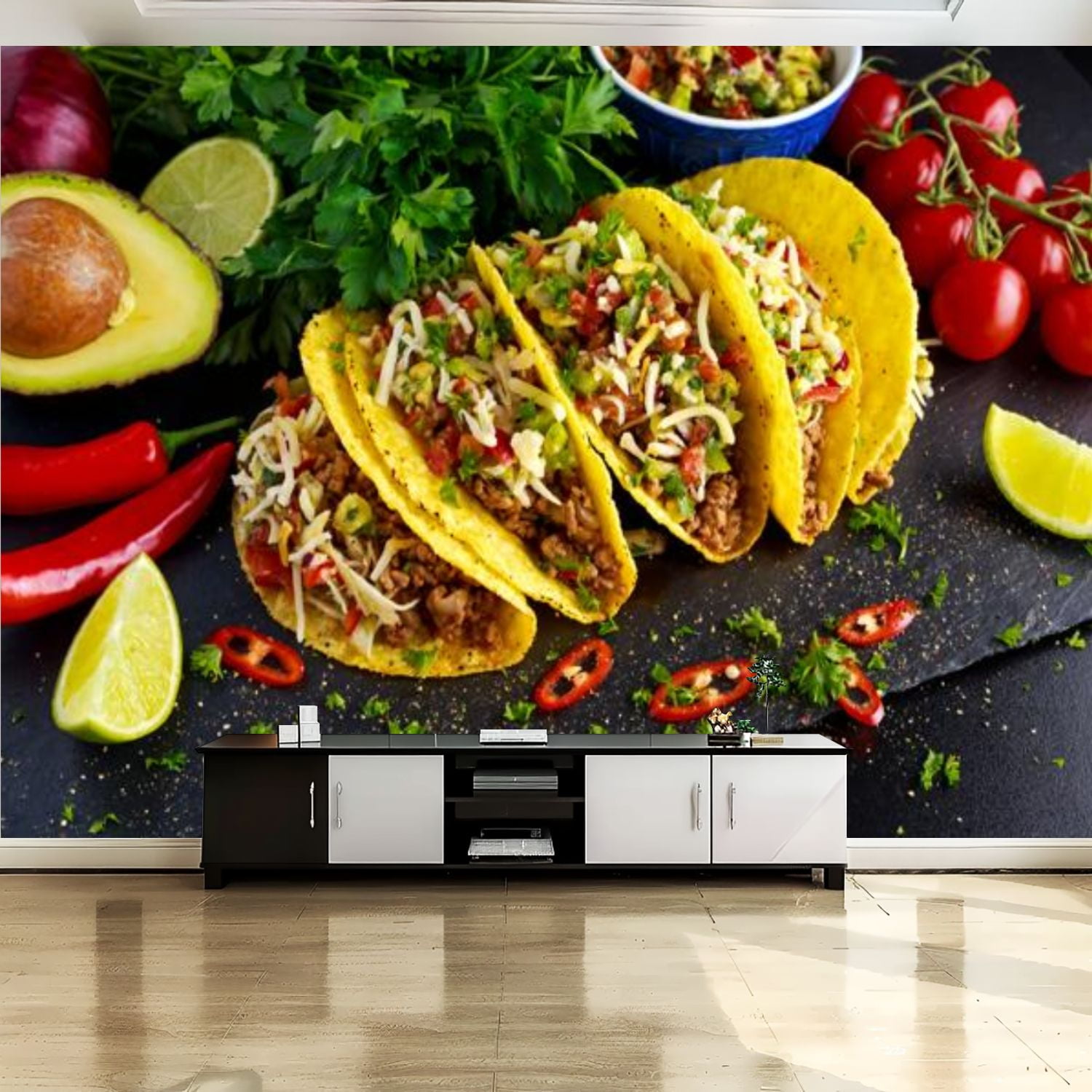 Peel and Stick Canvas Wallpaper Wall Mural Mexican food delicious taco ...