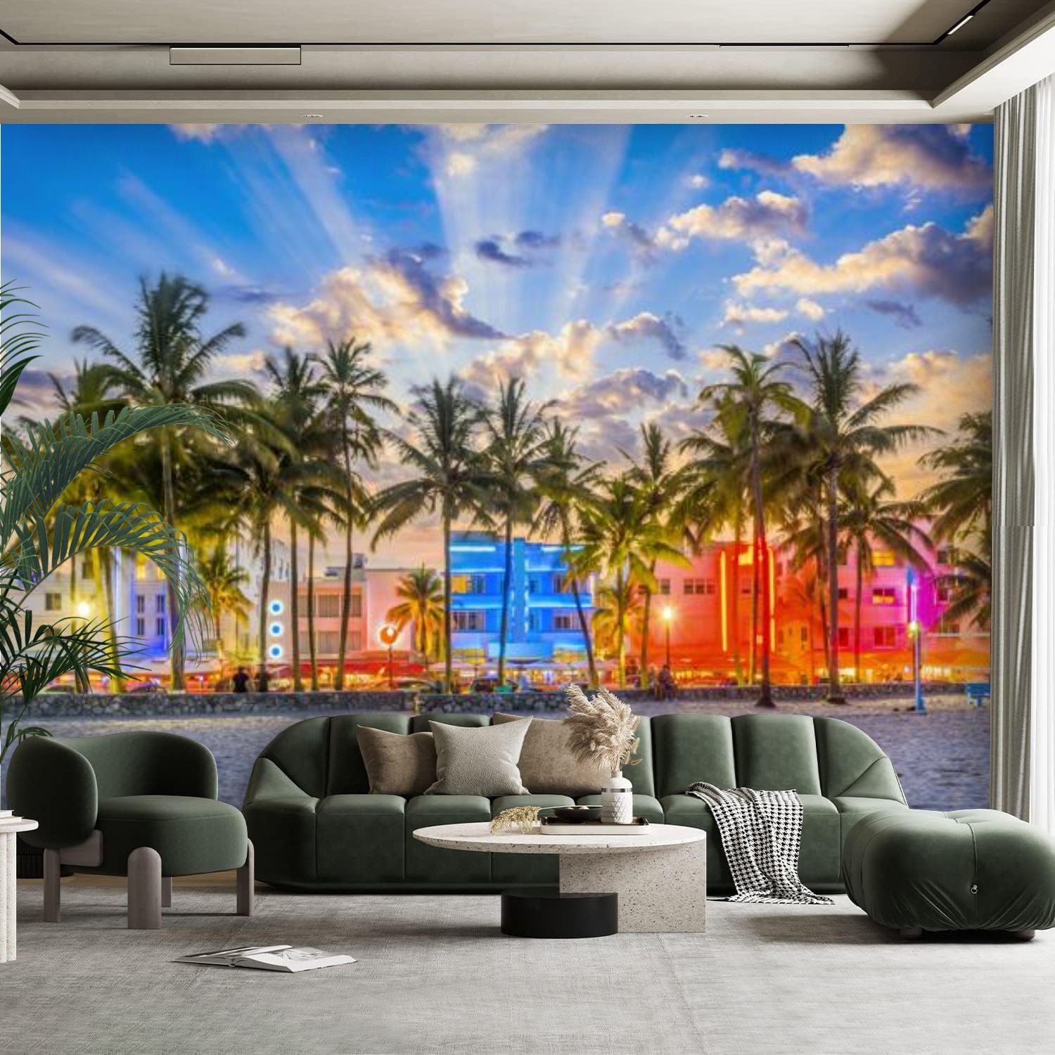 Peel and Stick Canvas Wallpaper Wall Mural Miami Beach Florida Wall Art ...