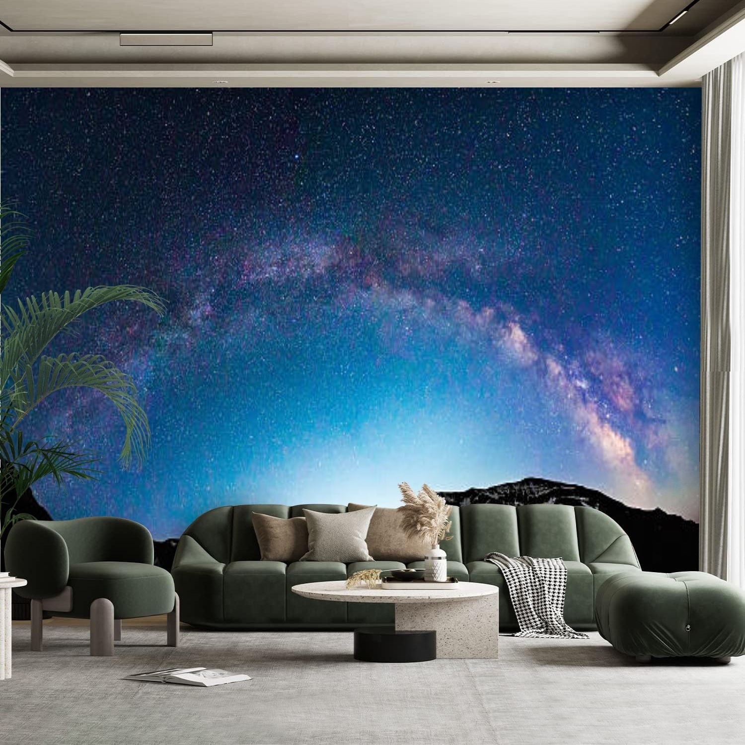 Peel and Stick Canvas Wallpaper Wall Mural Milky Way galaxy mountains ...