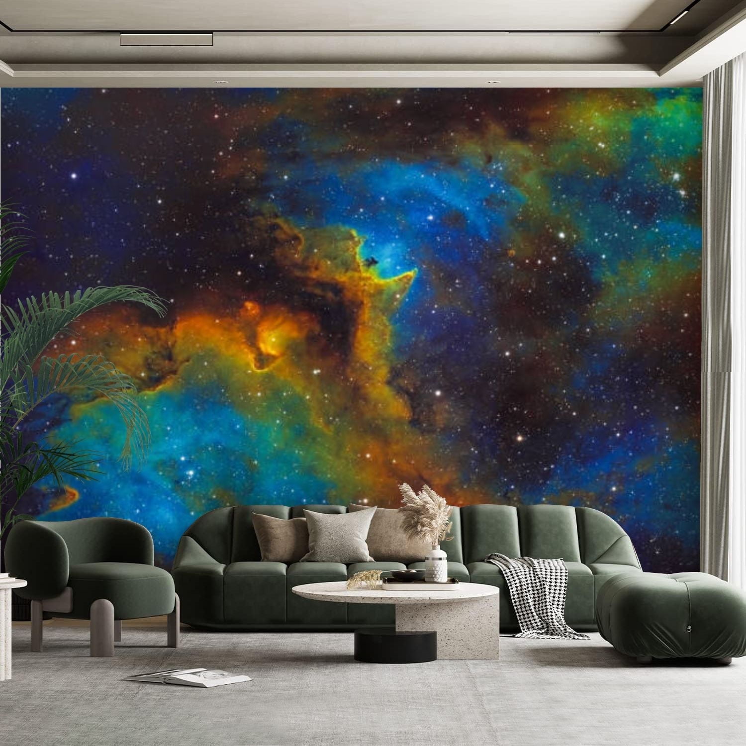 Peel and Stick Canvas Wallpaper Wall Mural Nebula Sh2 199 IC constellation Cassiopeia Wall Art ...
