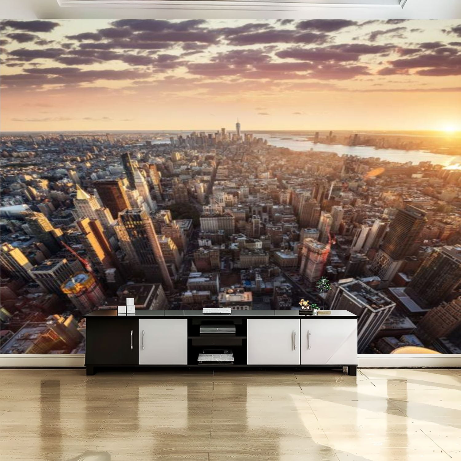 Peel and Stick Canvas Wallpaper Wall Mural New York City skyline urban ...