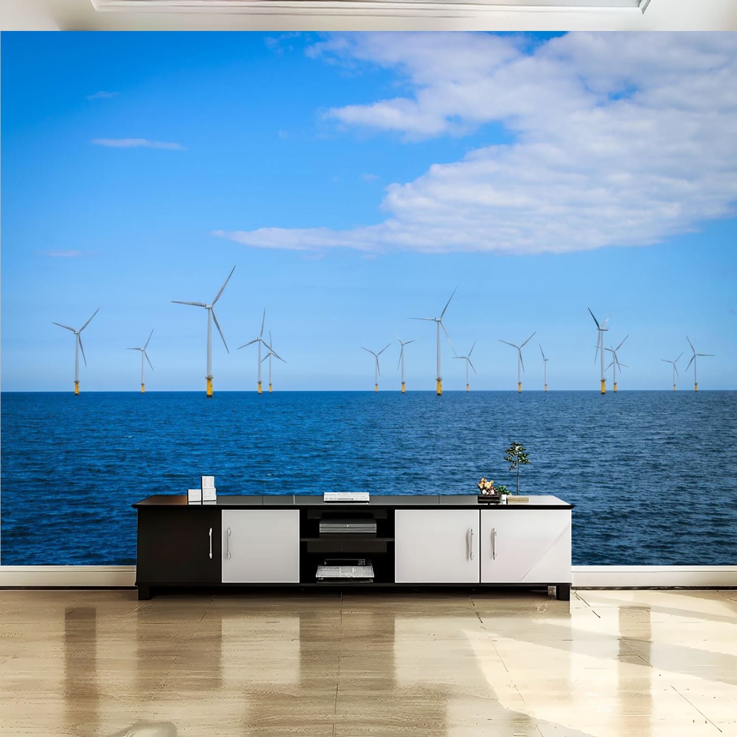 Peel and Stick Canvas Wallpaper Wall Mural Offshore Wind Turbine ...