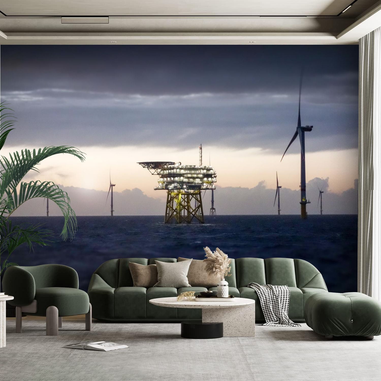 Peel and Stick Canvas Wallpaper Wall Mural Offshore platform substation ...