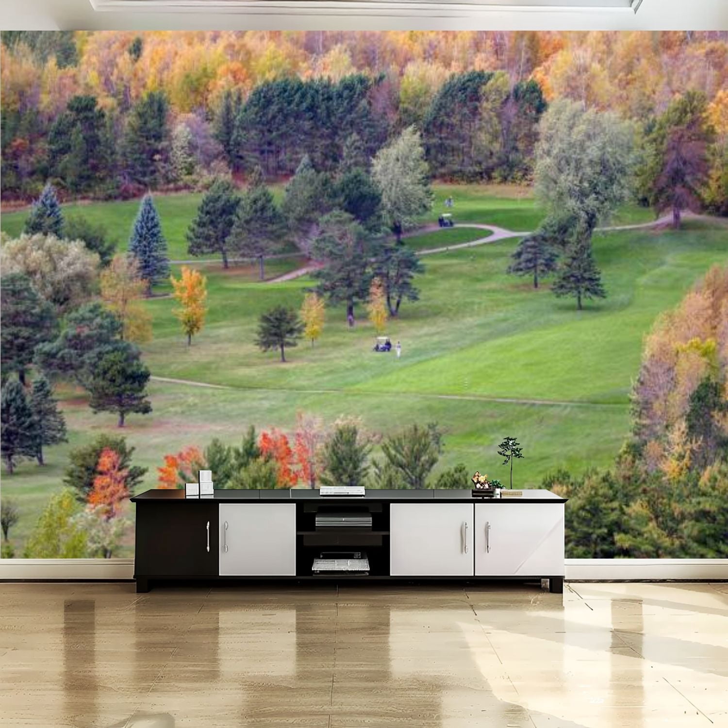 Peel and Stick Canvas Wallpaper Wall Mural Overlooking course beautiful ...