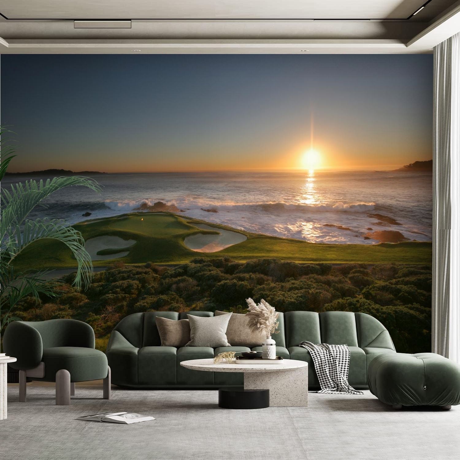 Peel and Stick Canvas Wallpaper Wall Mural Pebble Beach course Monterey ...
