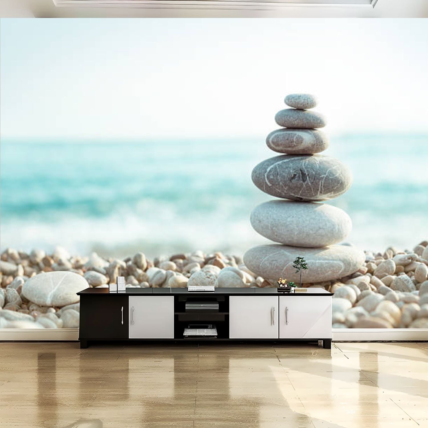 Peel and Stick Canvas Wallpaper Wall Mural Pebble beach Wall Art Self ...