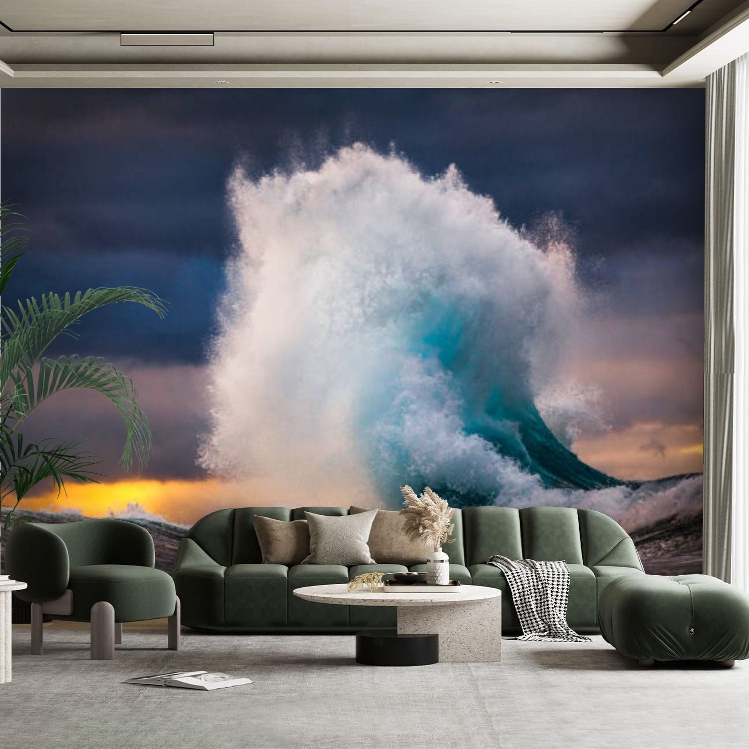 Peel and Stick Canvas Wallpaper Wall Mural Powerful wave exploding into ...