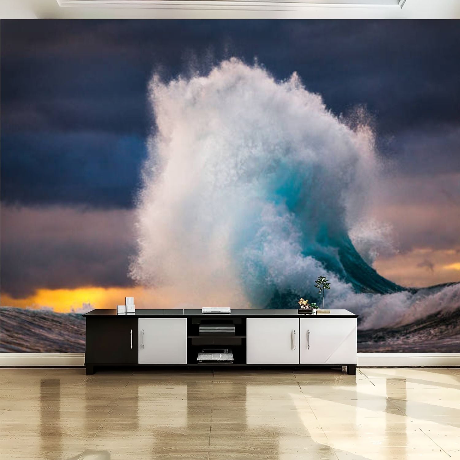 Peel and Stick Canvas Wallpaper Wall Mural Powerful wave exploding into ...