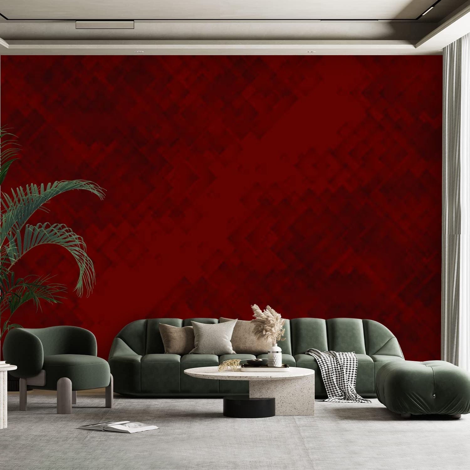 Peel and Stick Canvas Wallpaper Wall Mural Red Square Wall Art Self ...