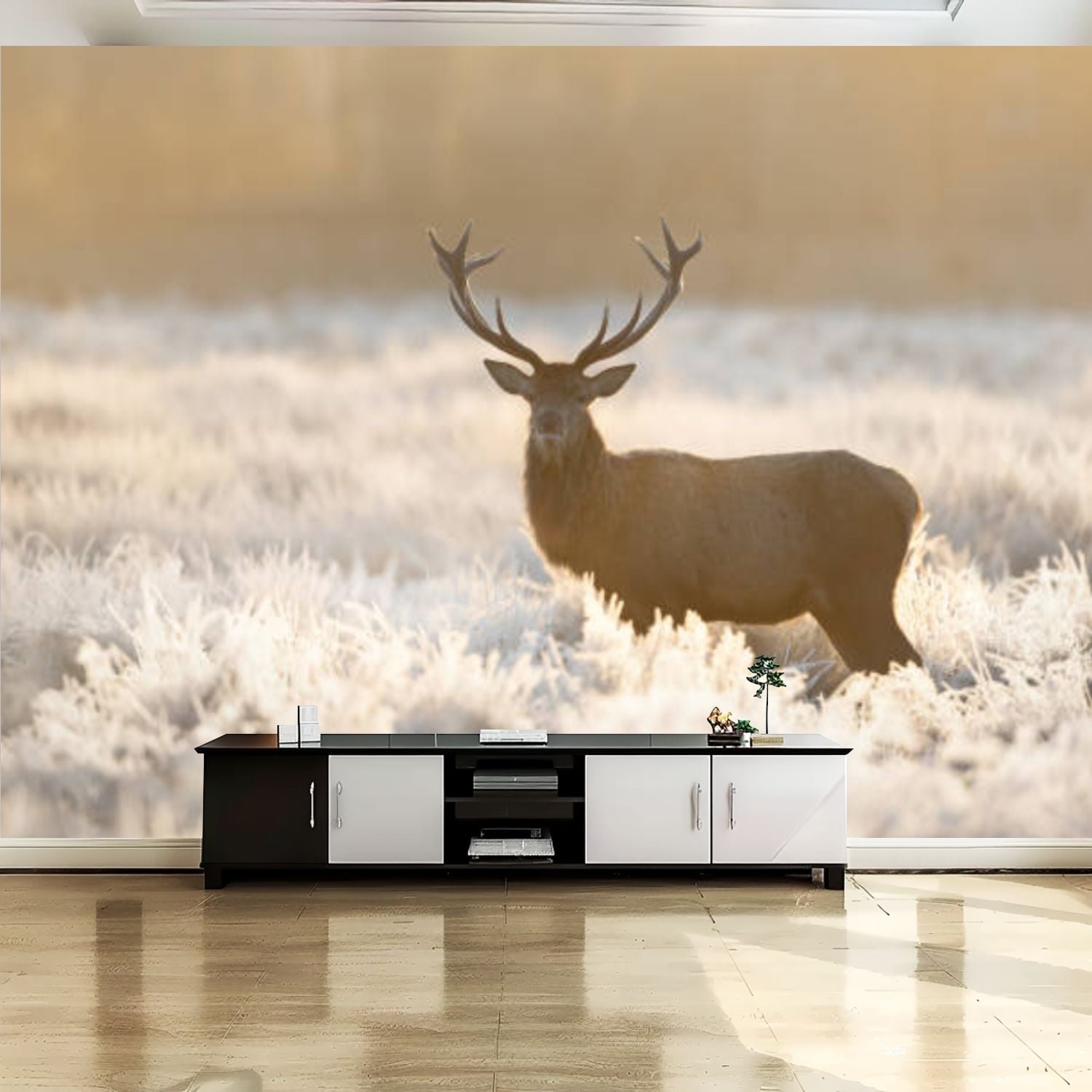 Peel and Stick Canvas Wallpaper Wall Mural Red deer stag standing ...