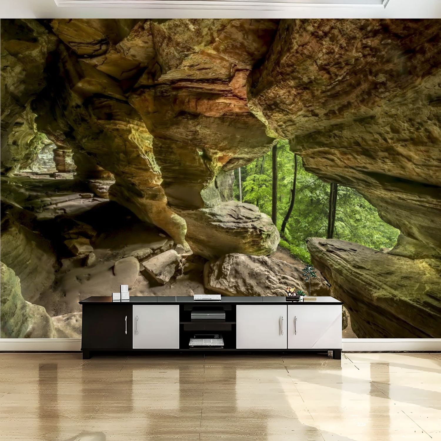 Peel and Stick Canvas Wallpaper Wall Mural Rock House Cave Hocking ...