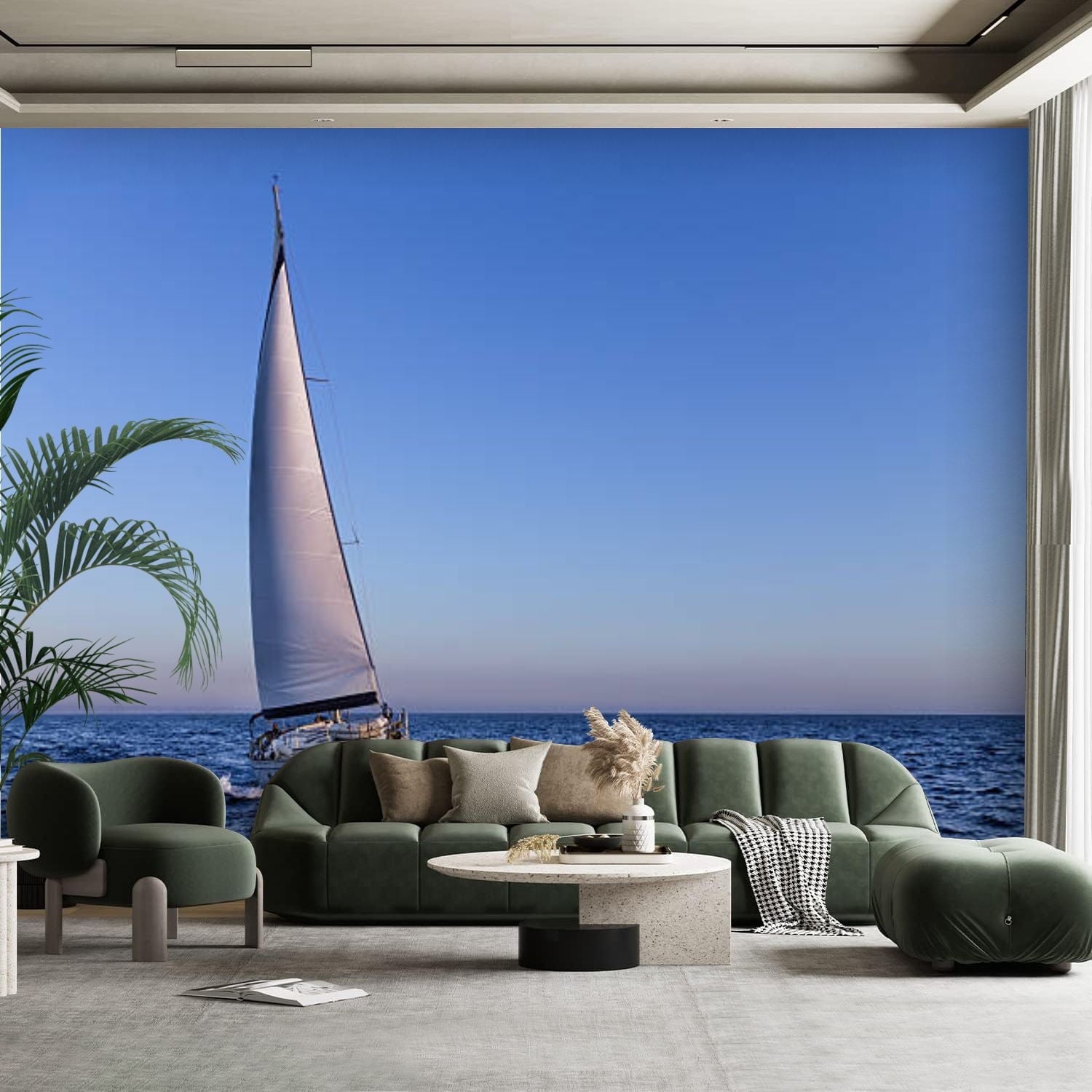 Peel and Stick Canvas Wallpaper Wall Mural Sailing dusk Aegean sea ...