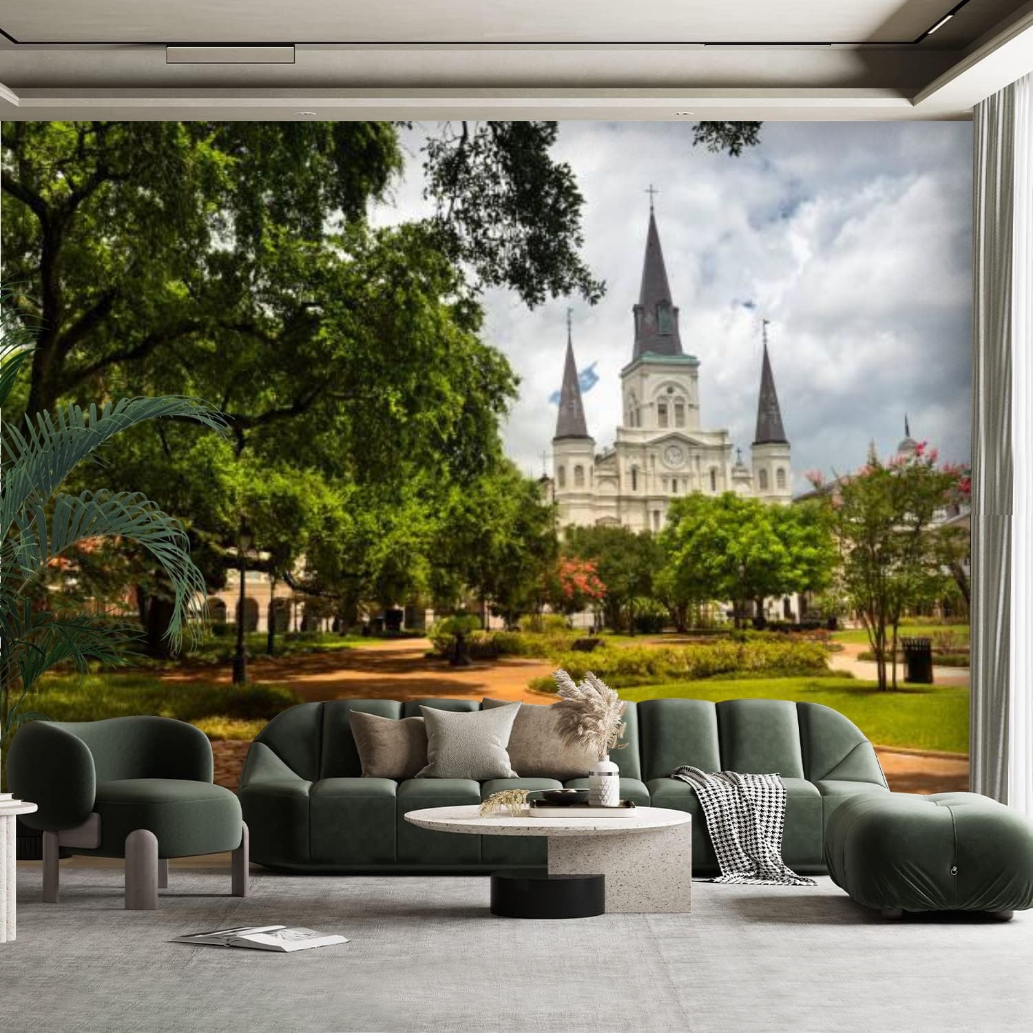 Peel and Stick Canvas Wallpaper Wall Mural Saint Louis Cathedral across ...