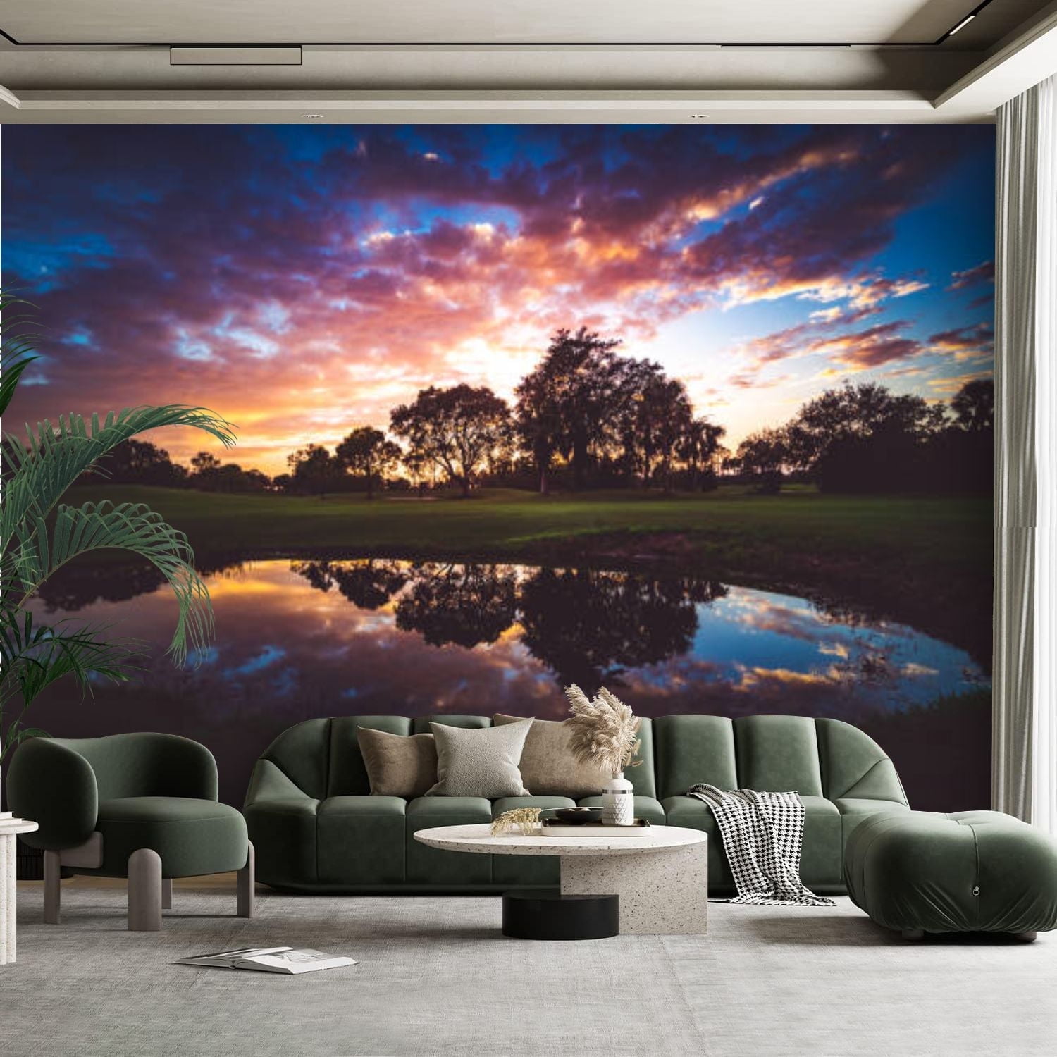 Peel and Stick Canvas Wallpaper Wall Mural Scenic south Florida sunset ...