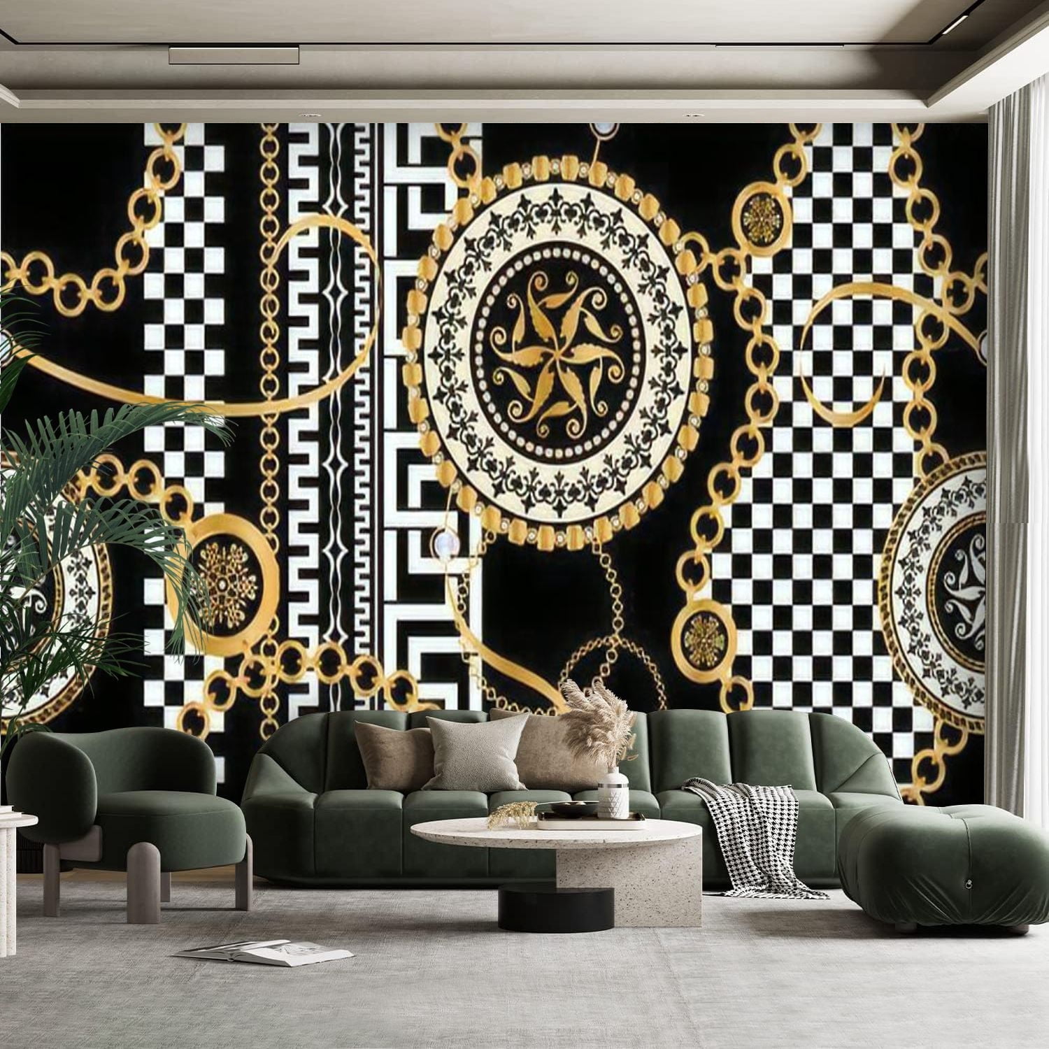 Peel and Stick Canvas Wallpaper Wall Mural Seamless decorated precious ...