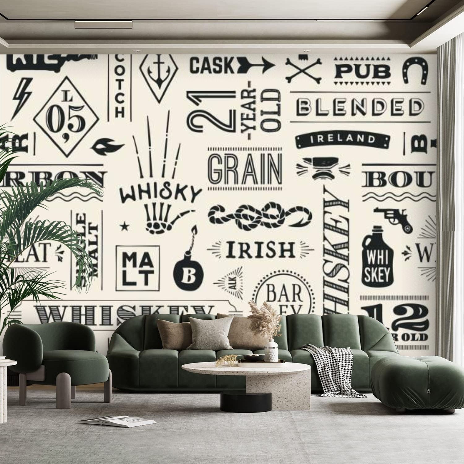 Peel and Stick Canvas Wallpaper Wall Mural Seamless types whiskey Wall Art Self Adhesive and ...