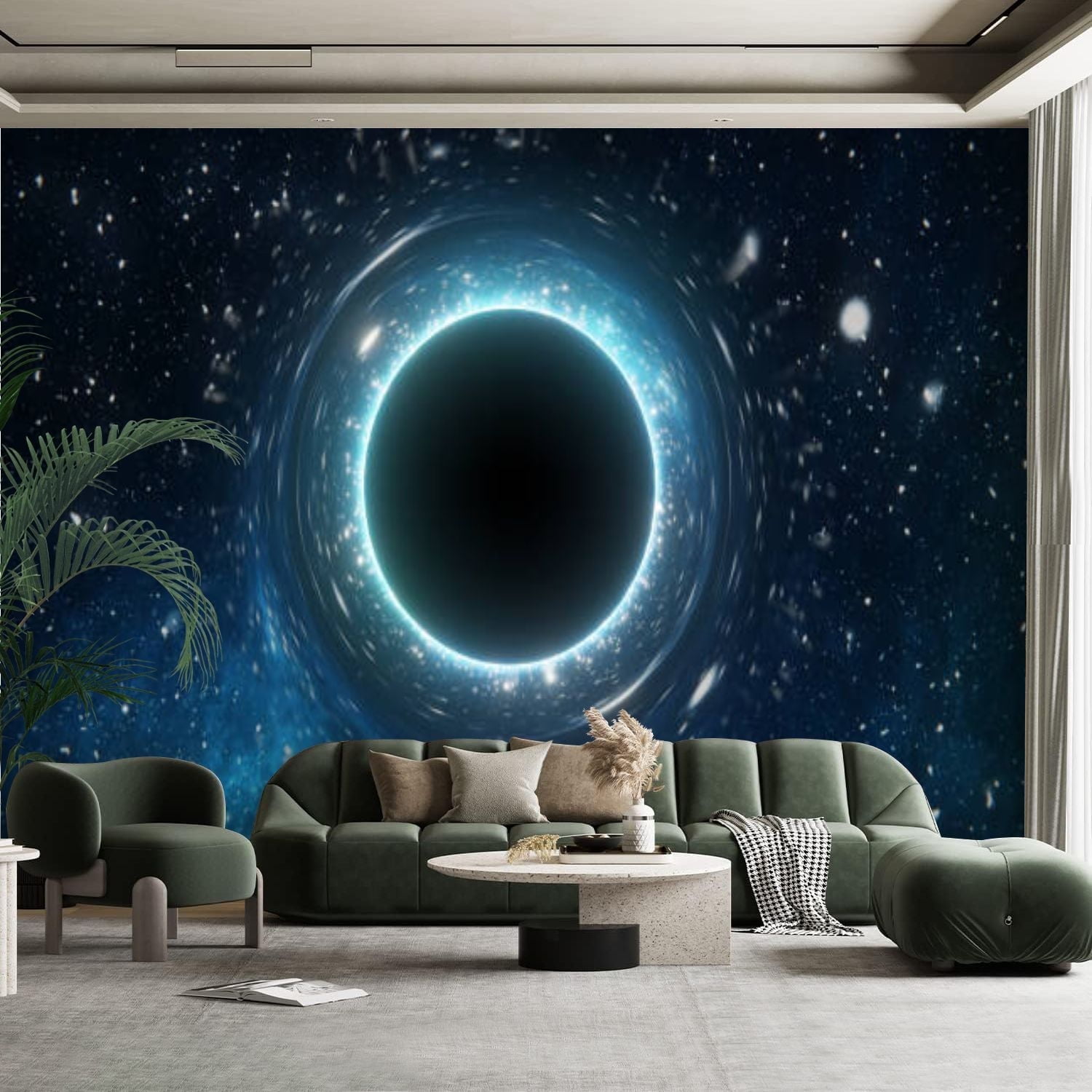 Peel and Stick Canvas Wallpaper Wall Mural Singularity massive black hole 3D rendered Wall Art ...