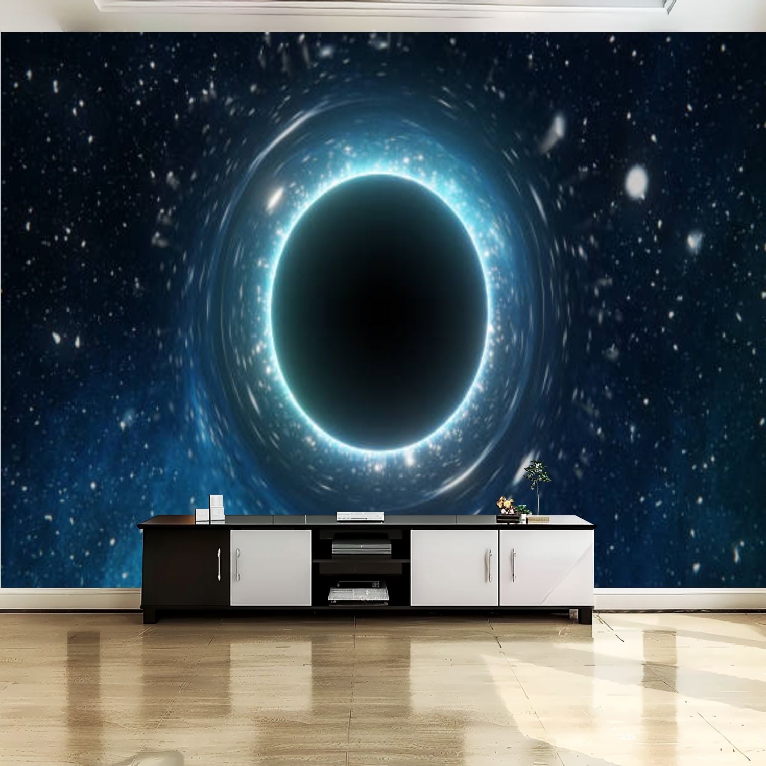Peel and Stick Canvas Wallpaper Wall Mural Singularity massive black hole 3D rendered Wall Art ...