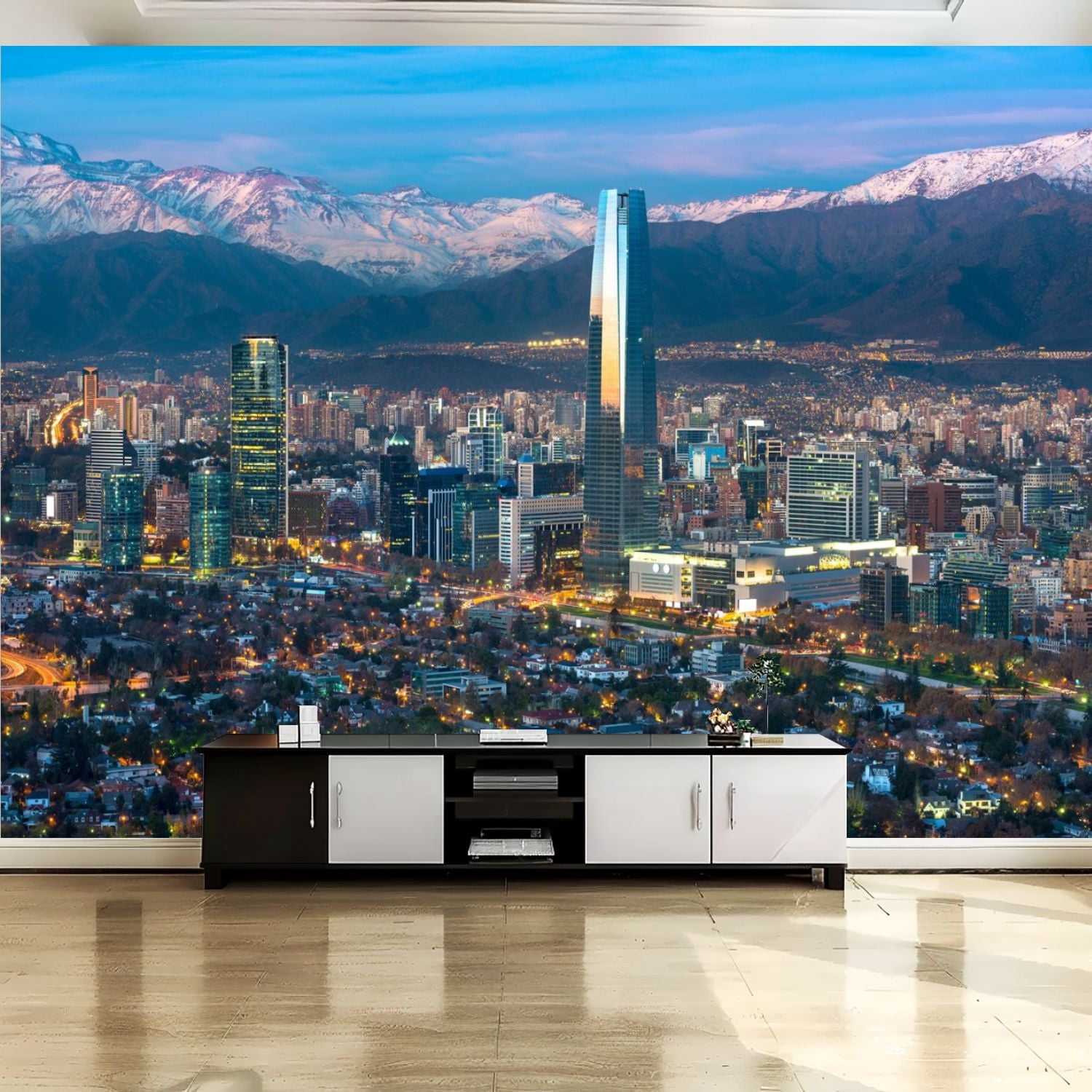 Peel and Stick Canvas Wallpaper Wall Mural Skyline Santiago de Chile ...