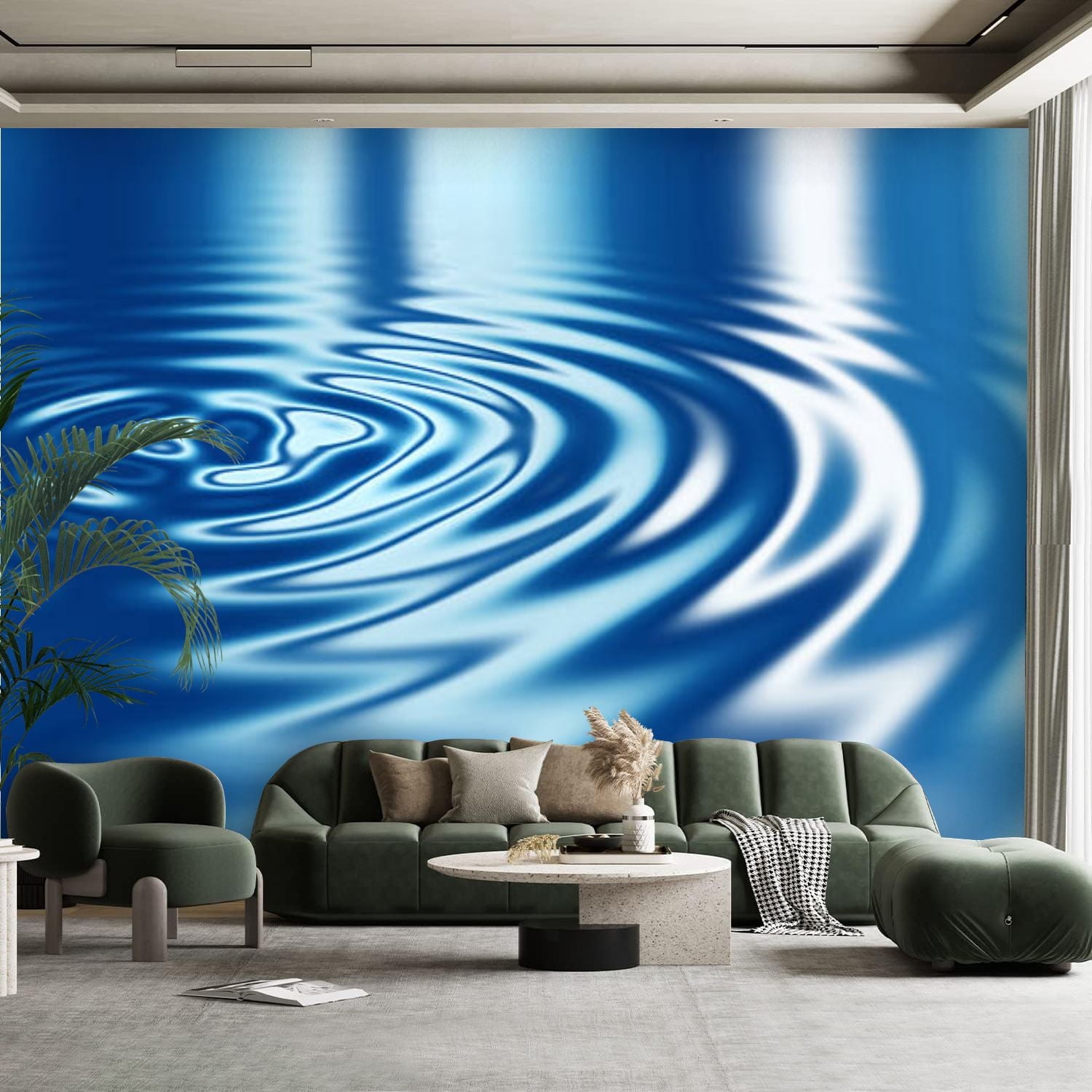 Peel and Stick Canvas Wallpaper Wall Mural Smoothly water Waves Wall ...