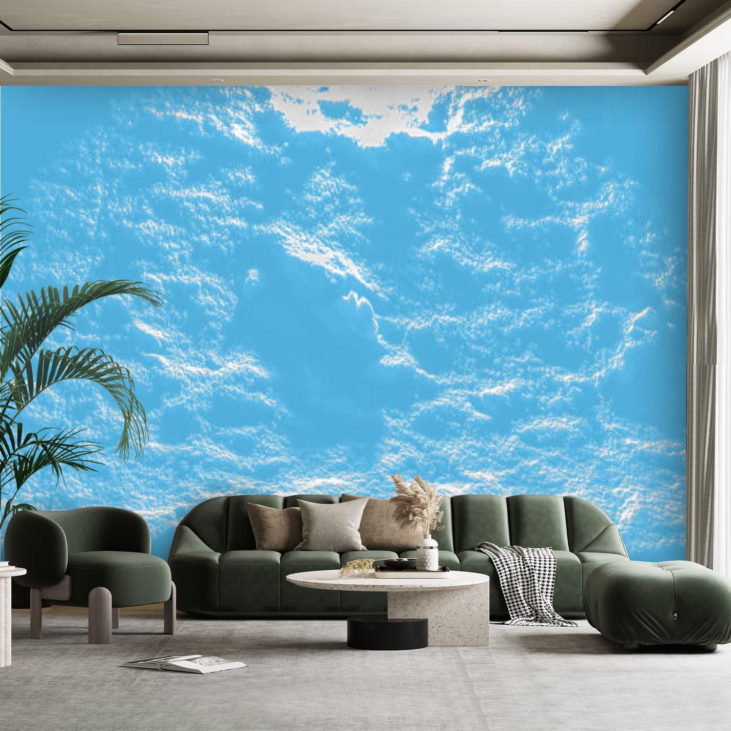 Peel and Stick Canvas Wallpaper Wall Mural Snow surface blue backlight ...