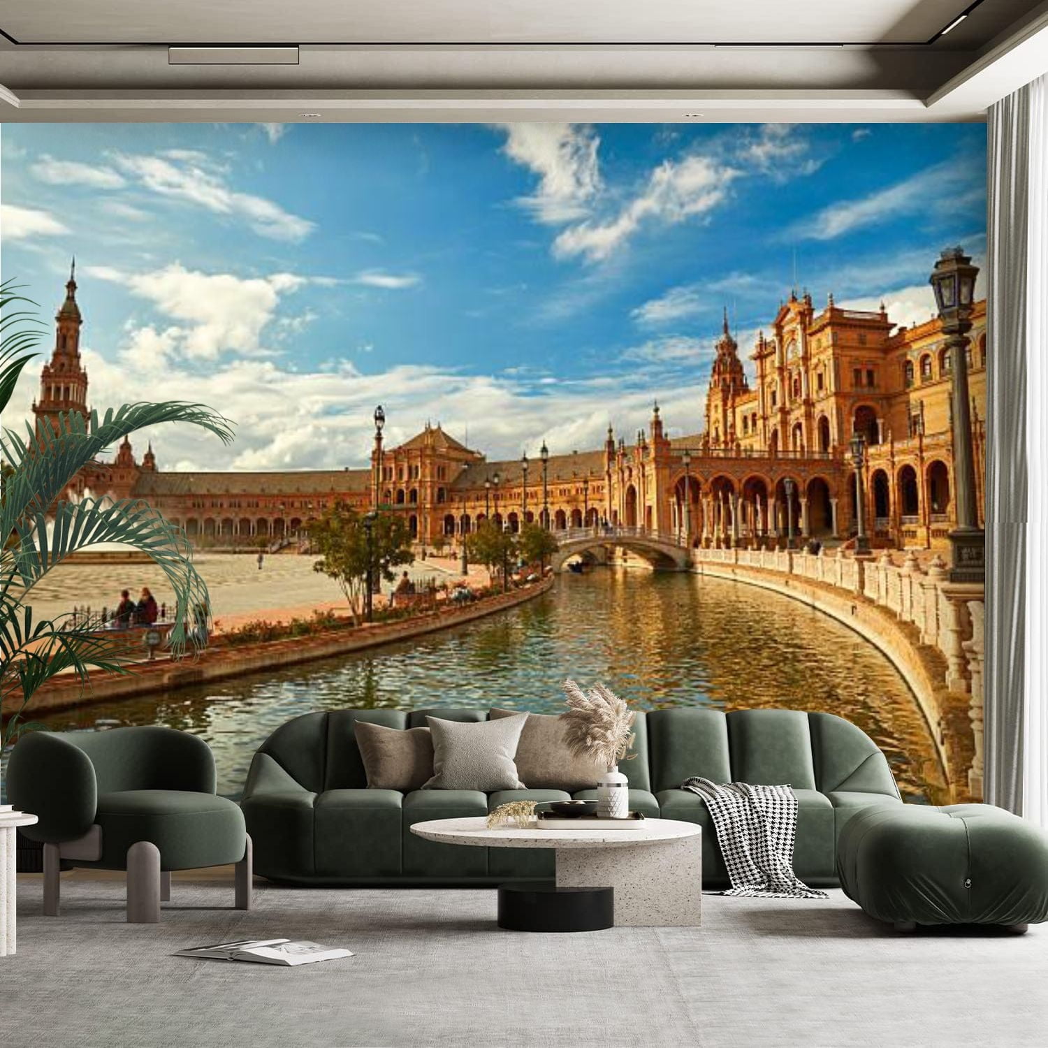 Peel and Stick Canvas Wallpaper Wall Mural Spain Square Plaza de Espana ...