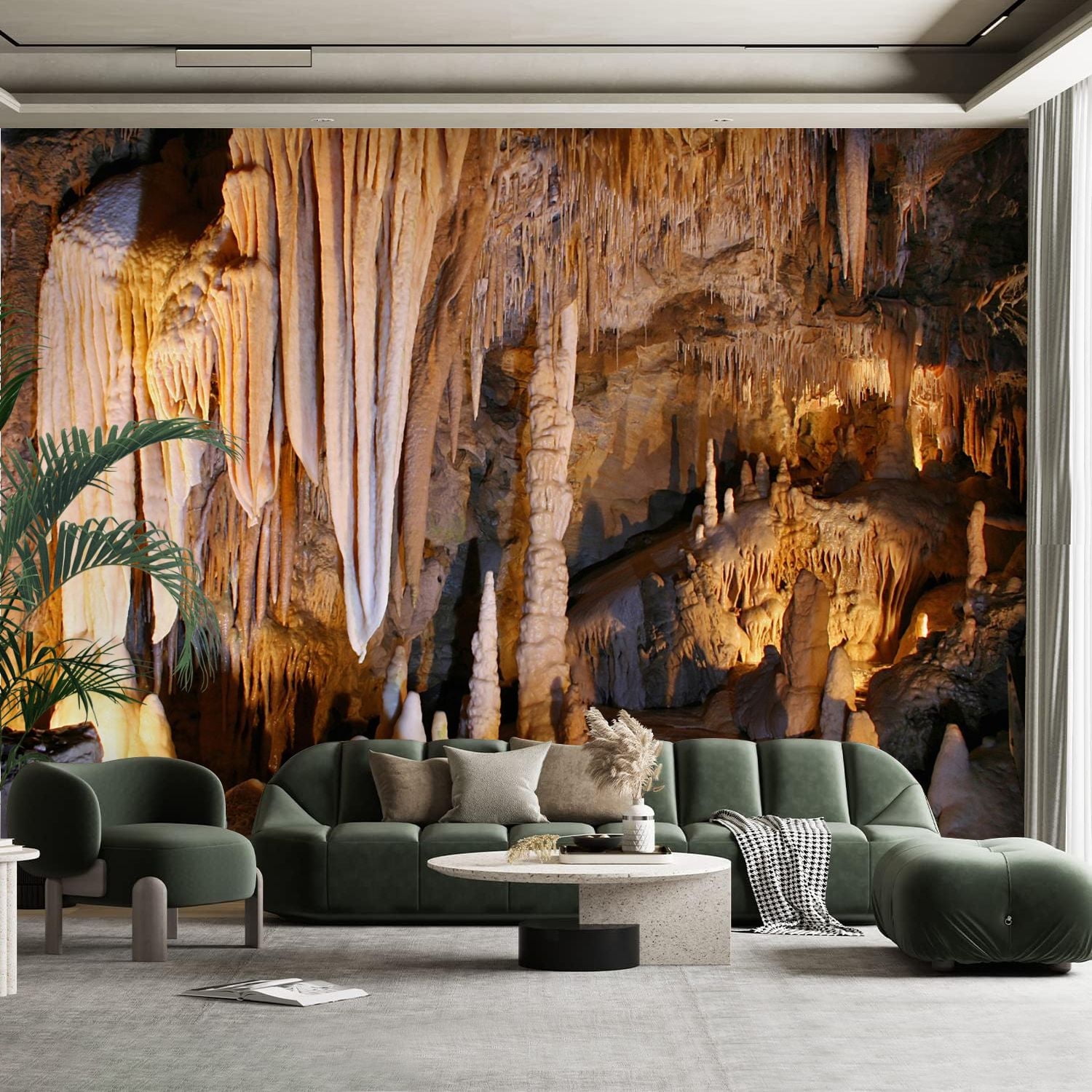 Peel and Stick Canvas Wallpaper Wall Mural Stalactites stalagmites Wall ...