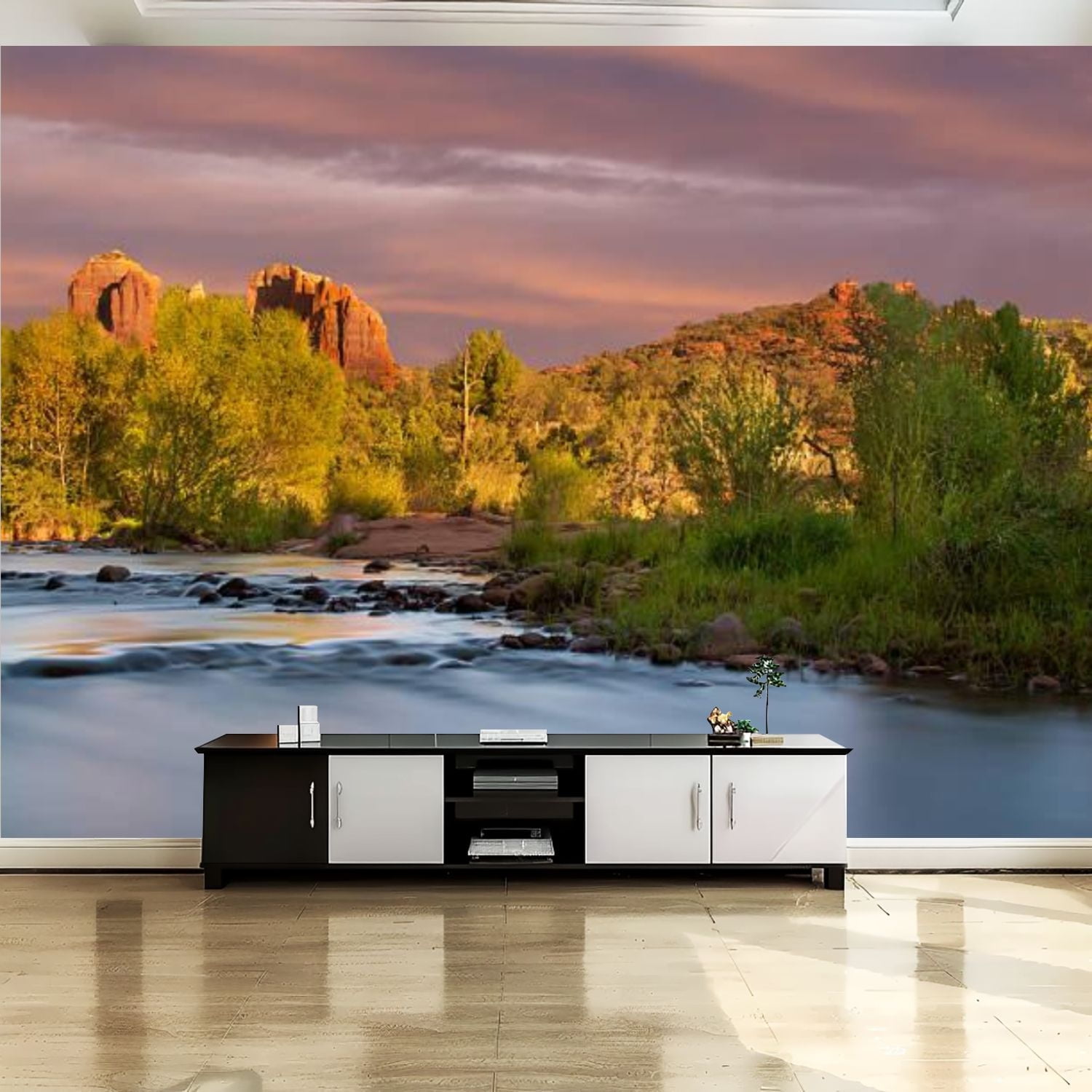 Peel and Stick Canvas Wallpaper Wall Mural Sundown Southwest Wall Art ...