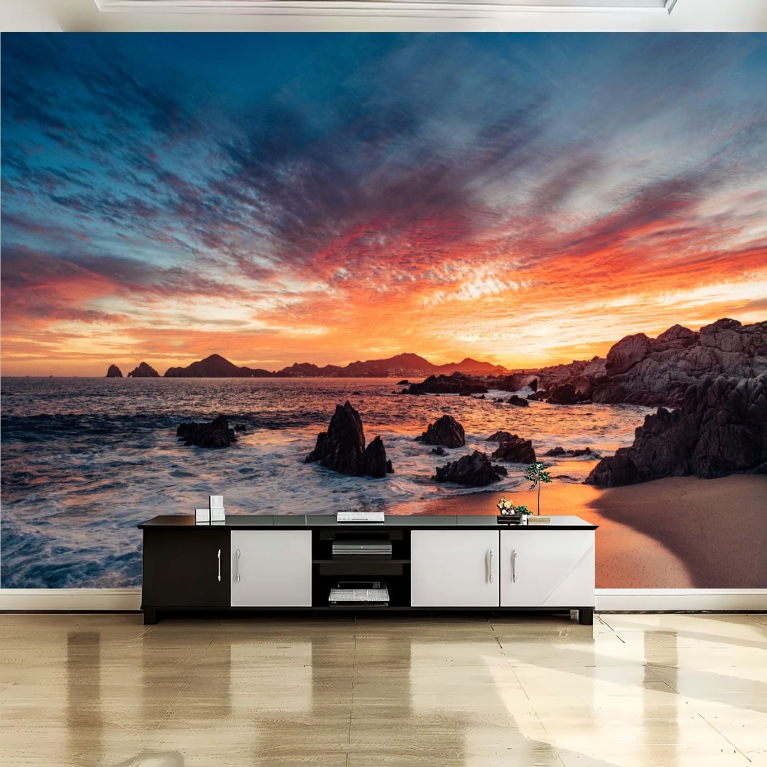 Peel and Stick Canvas Wallpaper Wall Mural Sunset Cabo San Lucas Wall ...