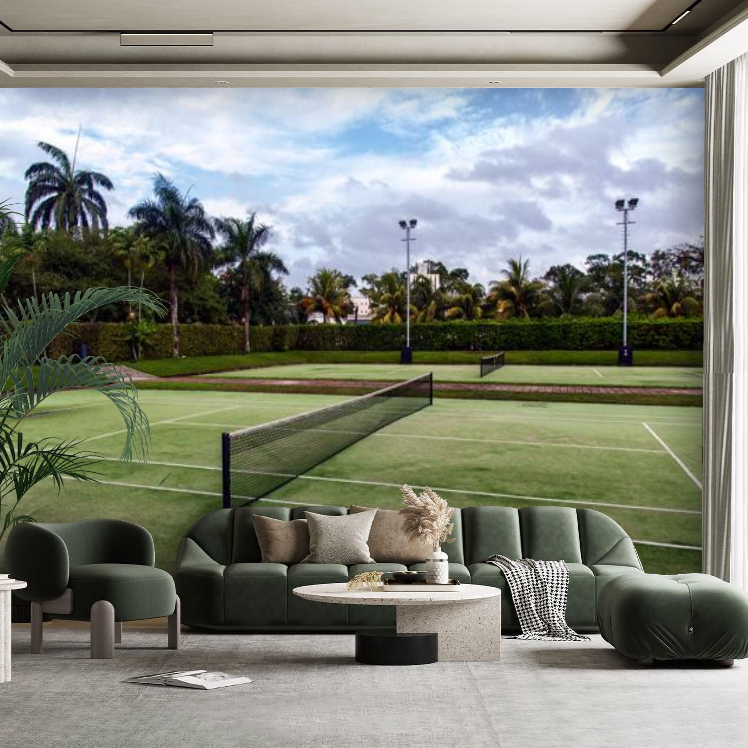 Peel and Stick Canvas Wallpaper Wall Mural Tennis Court Wall Art Self ...