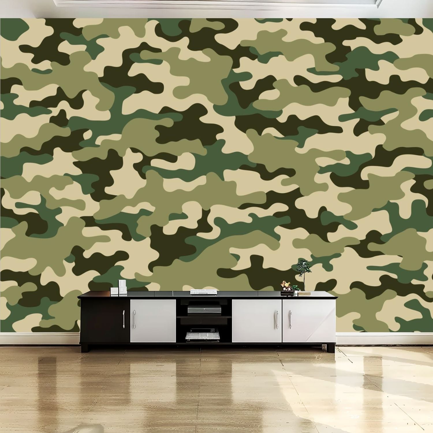 Peel and Stick Canvas Wallpaper Wall Mural Texture military camouflage ...