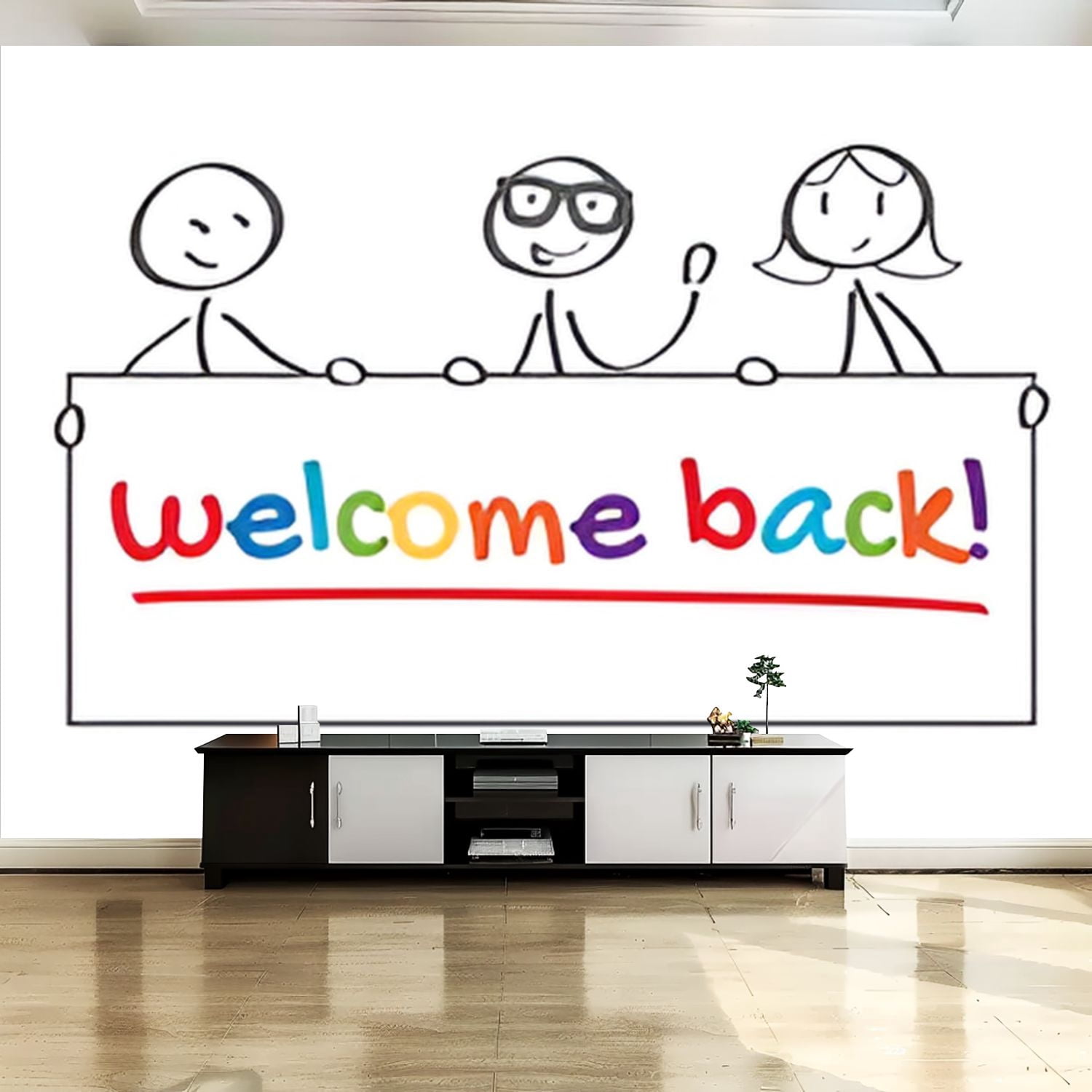 Peel and Stick Canvas Wallpaper Wall Mural Three people holding ...