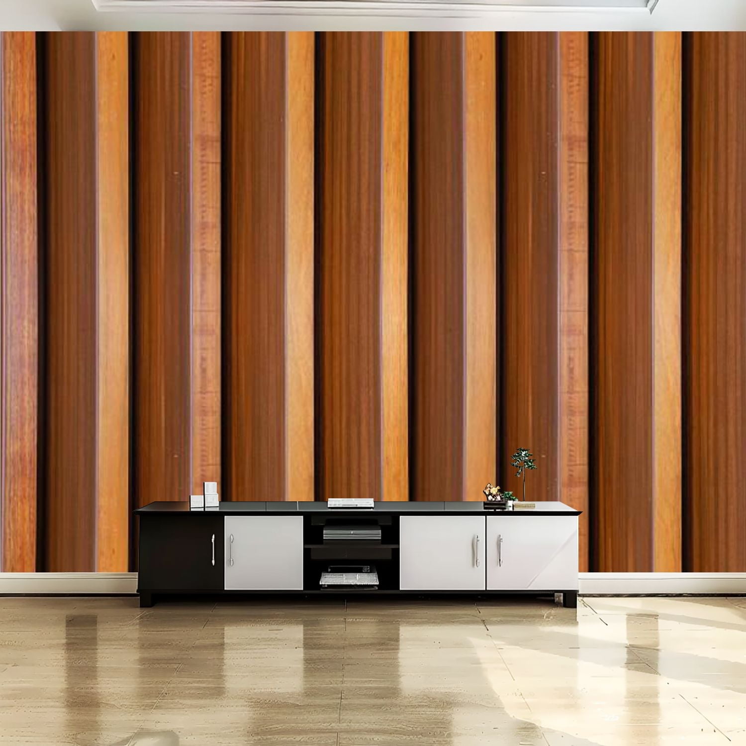 Peel and Stick Canvas Wallpaper Wall Mural Timber slats seamless ...