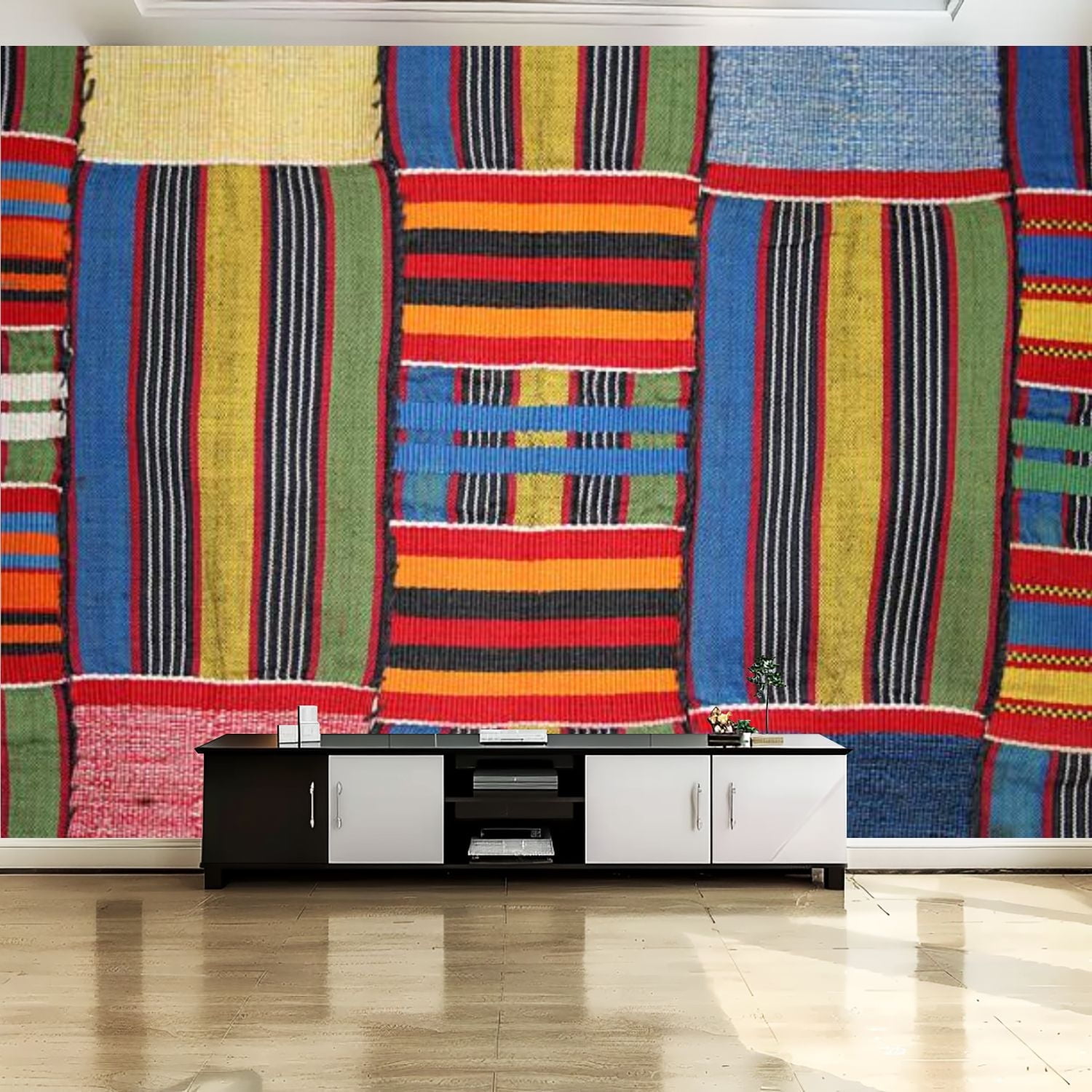 Peel and Stick Canvas Wallpaper Wall Mural Traditional kente cloth from ...
