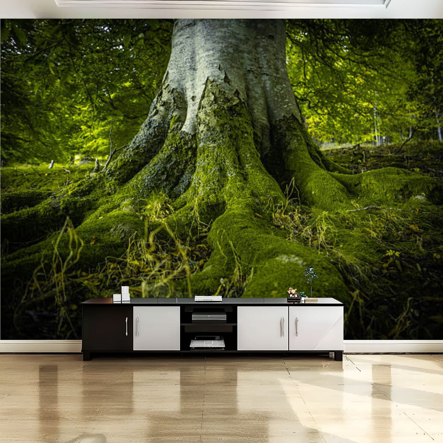 Peel and Stick Canvas Wallpaper Wall Mural Tree Roots Forest Wall Art ...