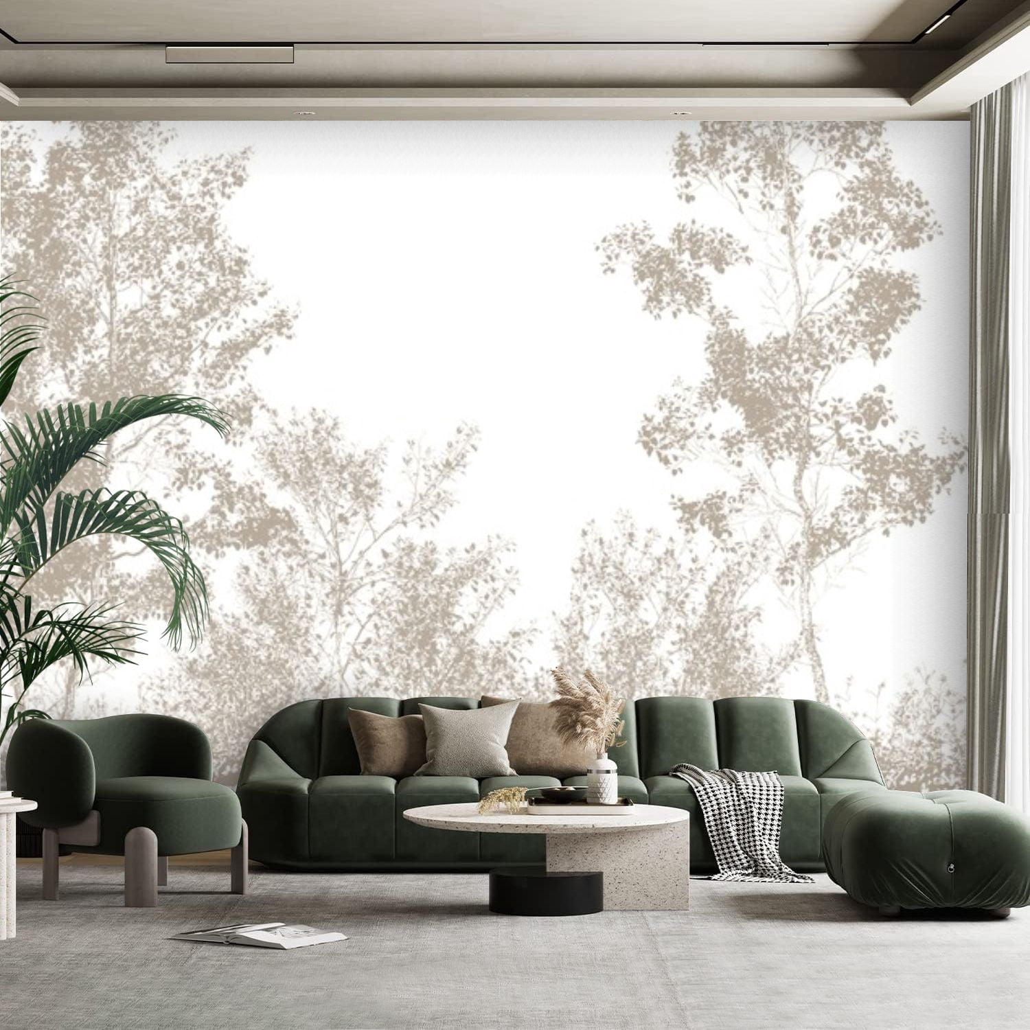 Peel and Stick Canvas Wallpaper Wall Mural Tropical Trees design for ...