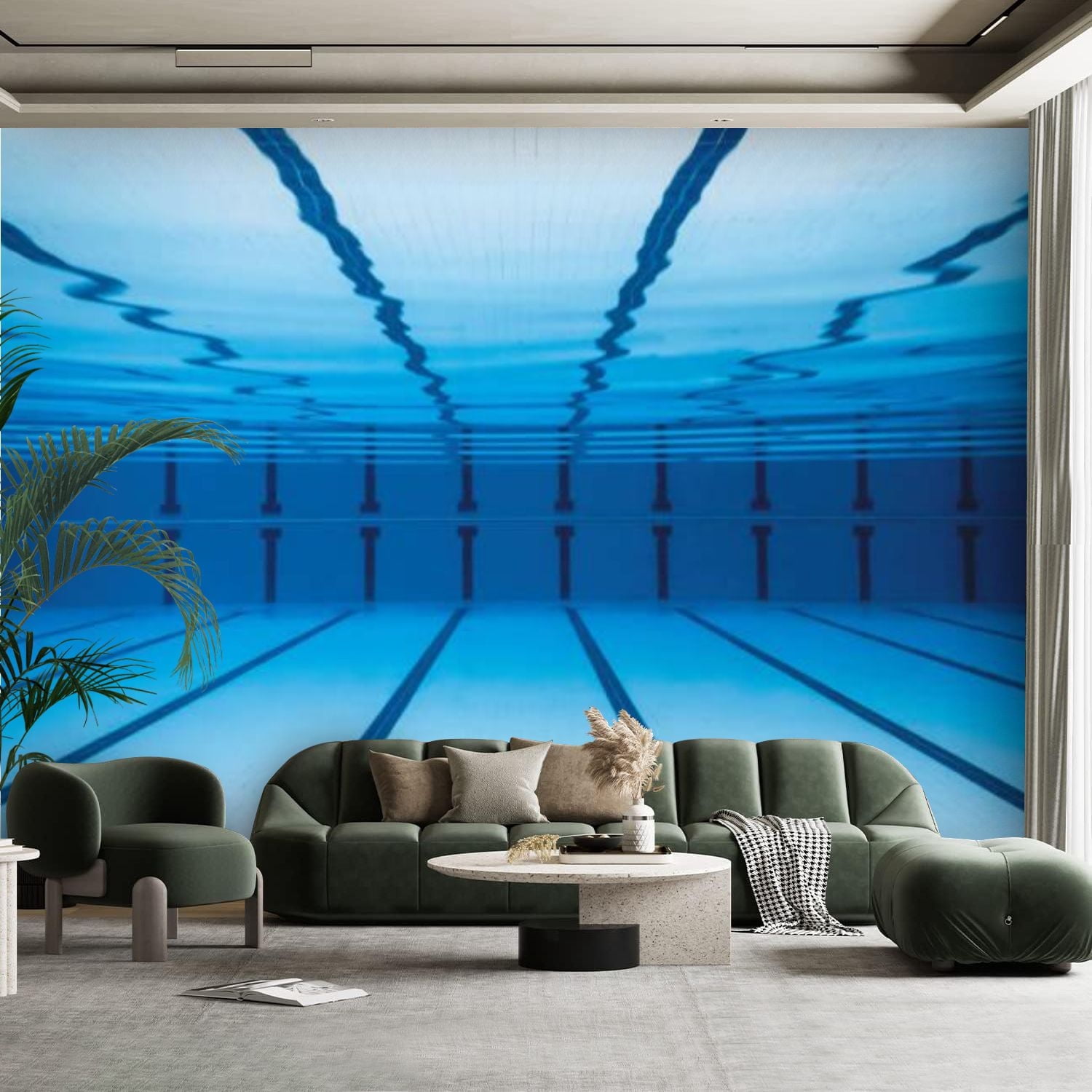 Peel and Stick Canvas Wallpaper Wall Mural Underwater Empty Swimming ...