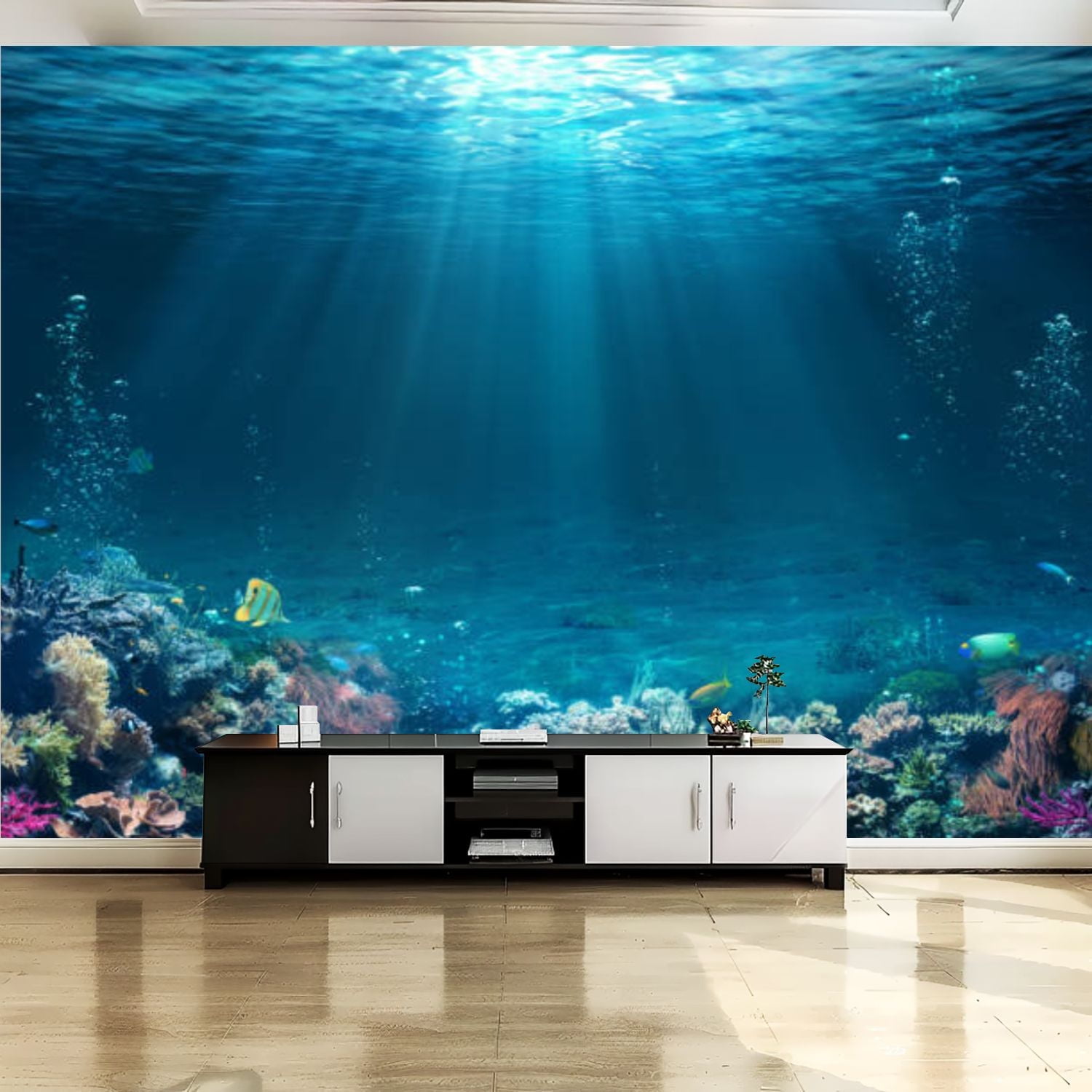 Peel and Stick Canvas Wallpaper Wall Mural Underwater Scene Tropical ...