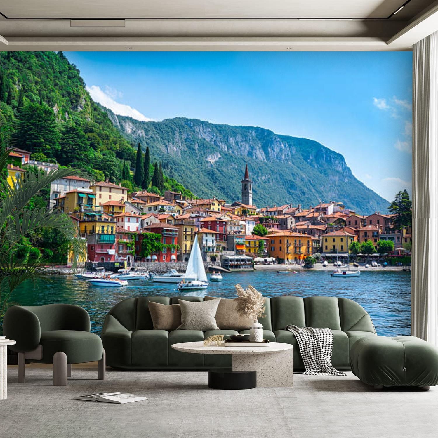 Peel and Stick Canvas Wallpaper Wall Mural Varenna village Lake Como ...